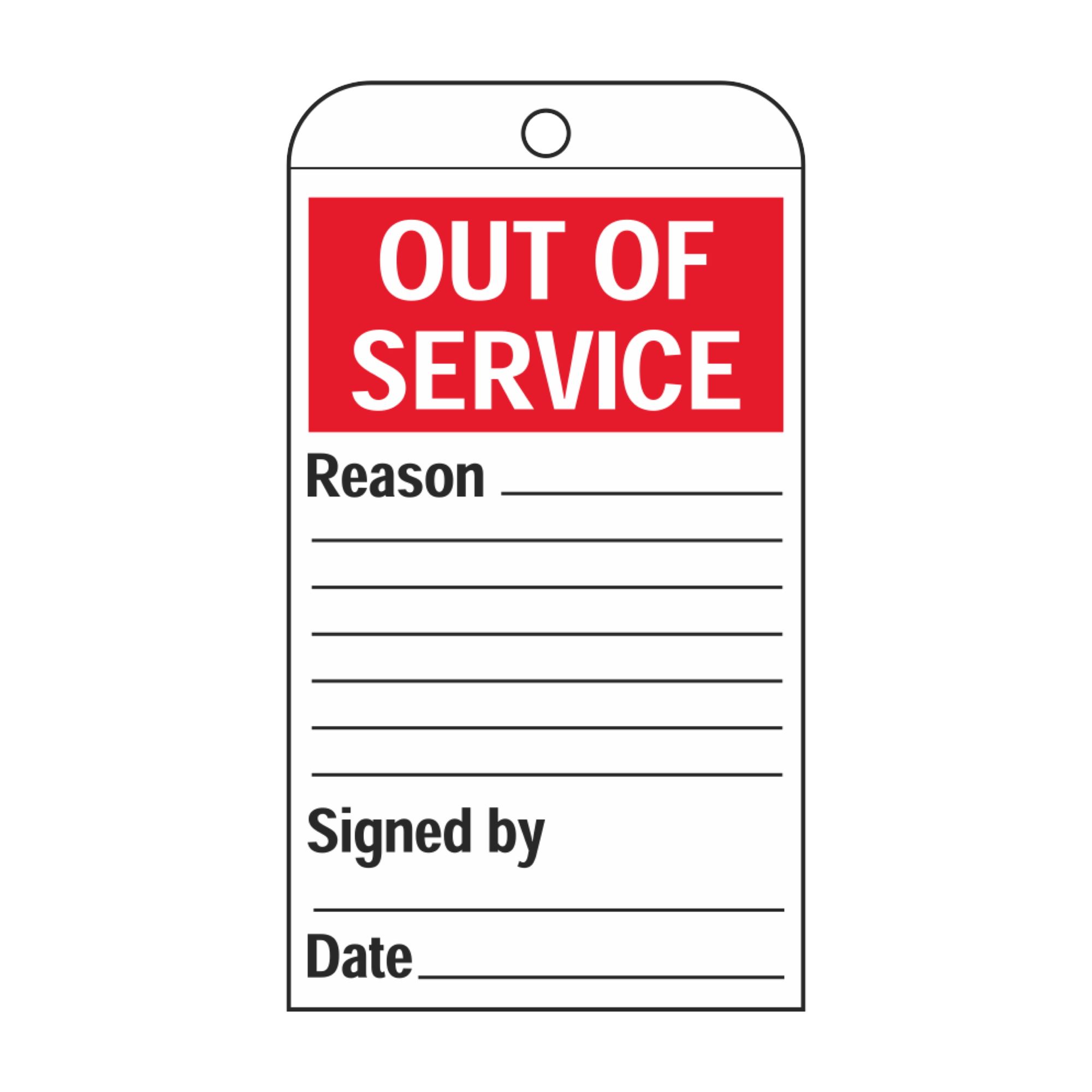 Self-Laminating Tags - Out Of Service | Carlton Industries