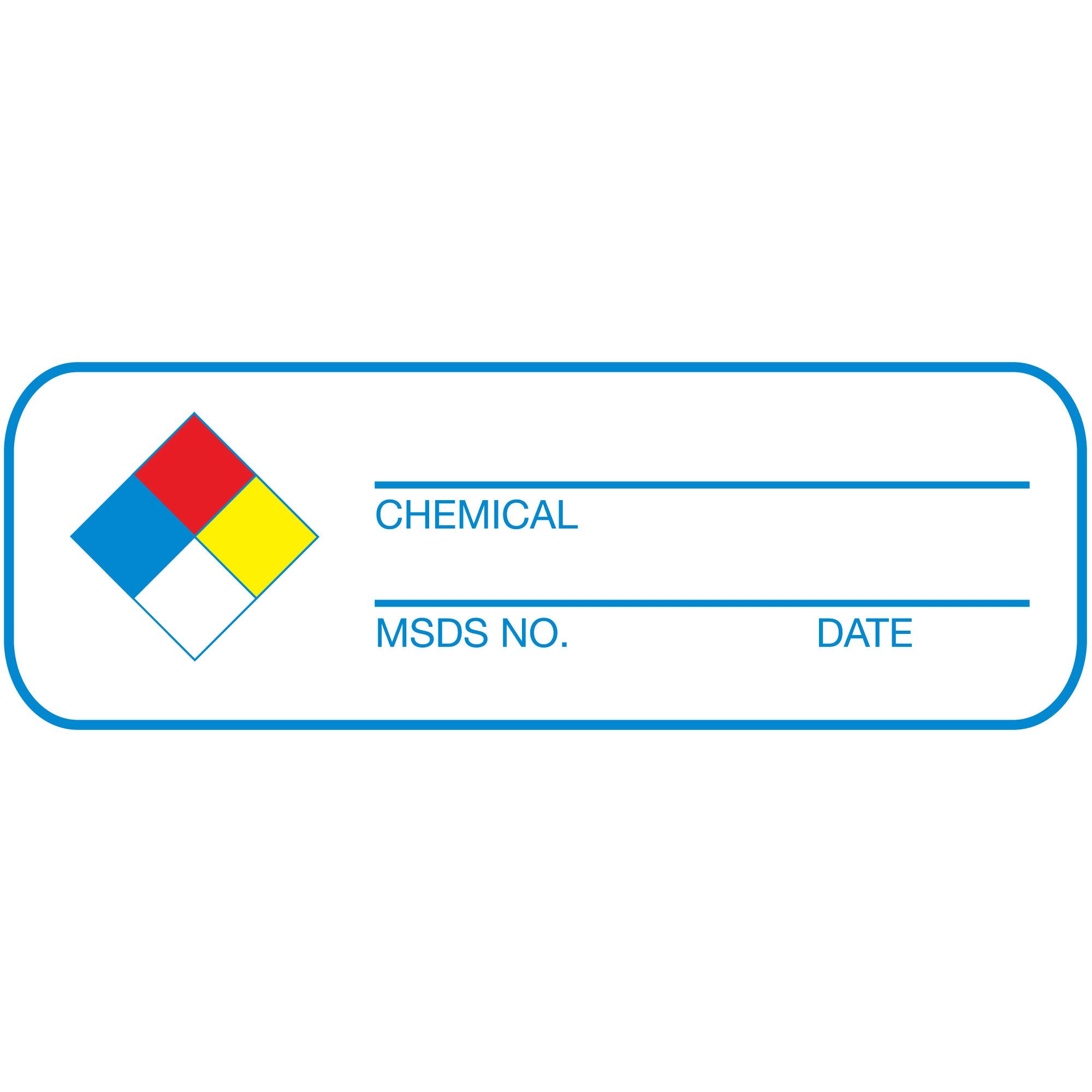 NFPA Write-On Labels - Chemical, MSDS No., Date Roll of 500 1 x 3