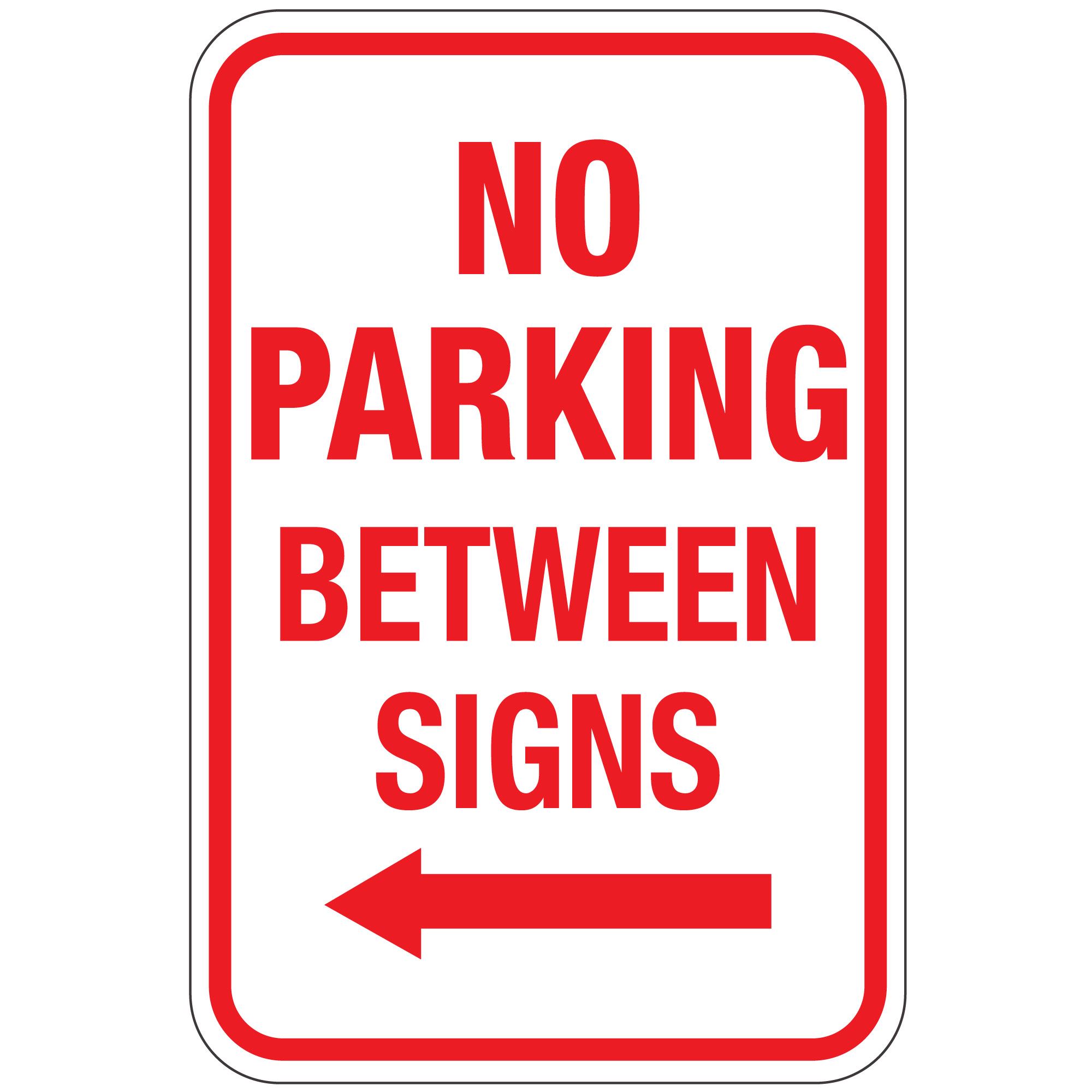 No Parking Between Signs (Left Arrow Graphic) Sign 12" x 18" | Carlton ...