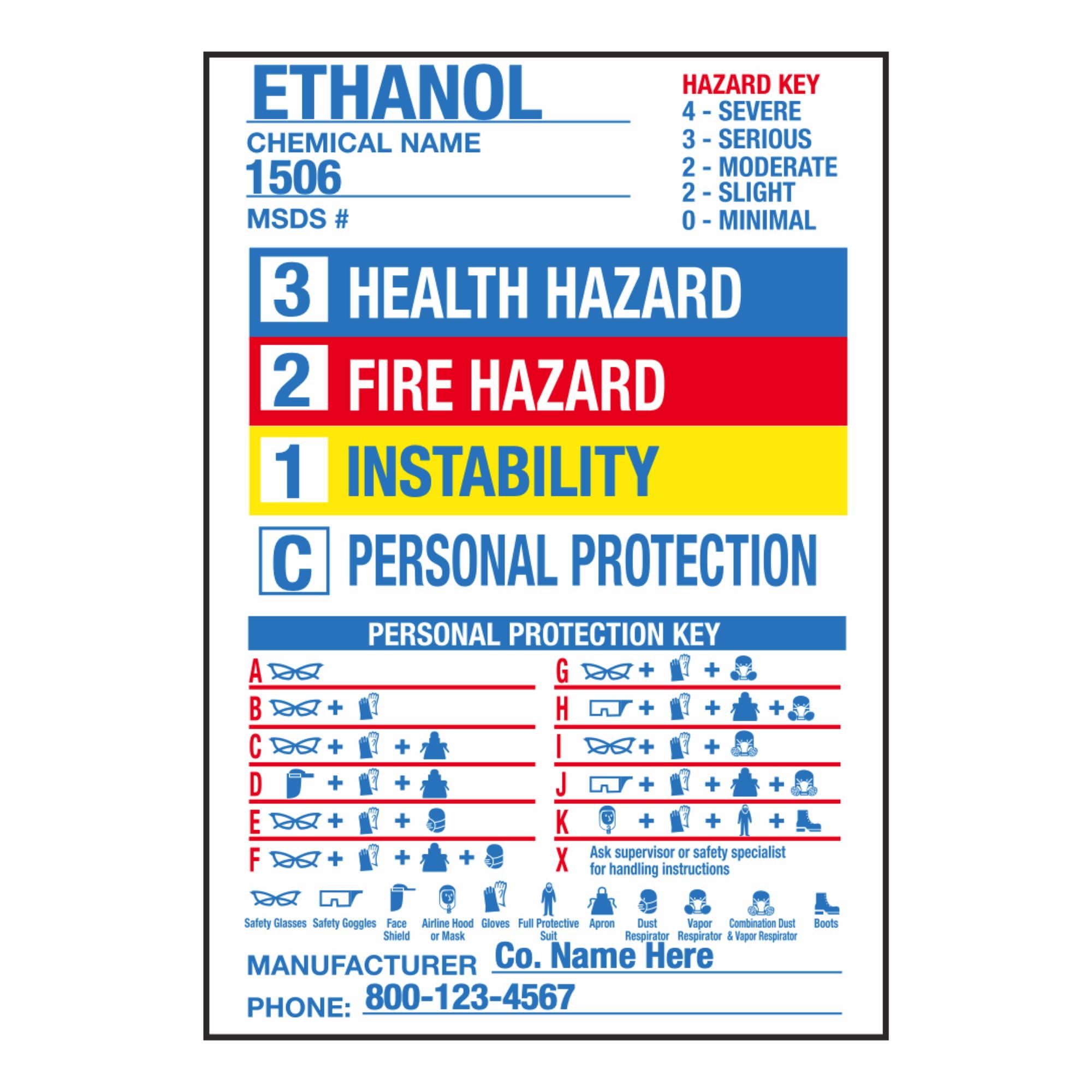 Blank Chemical Hazard Label - Pre-Printed- 4 1/2" x 6 1/2" 4.5 x 6.5