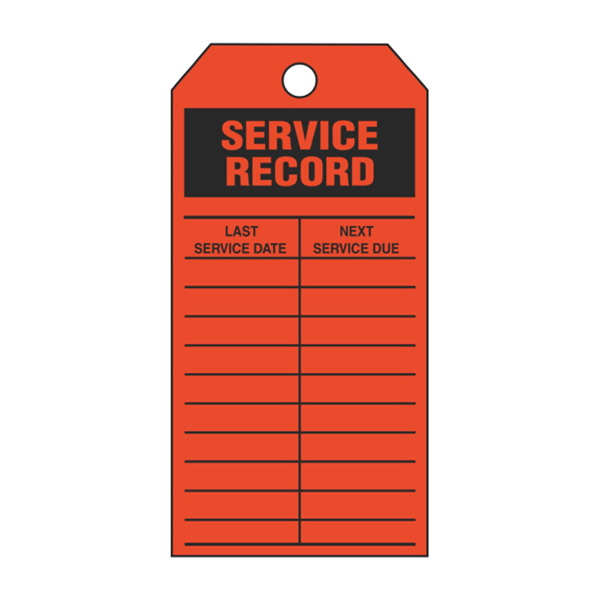 Service Record - Orange Rigid Vinyl Tag | Carlton Industries