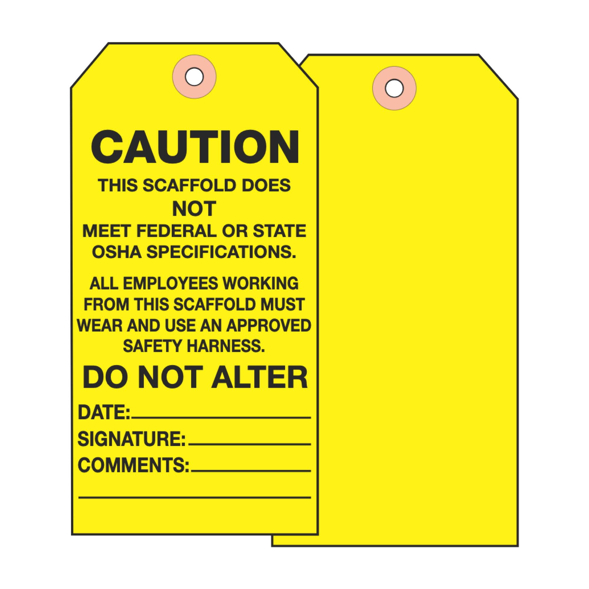 Scaffold Tag - Caution Do Not Alter - Rigid Vinyl | Carlton Industries