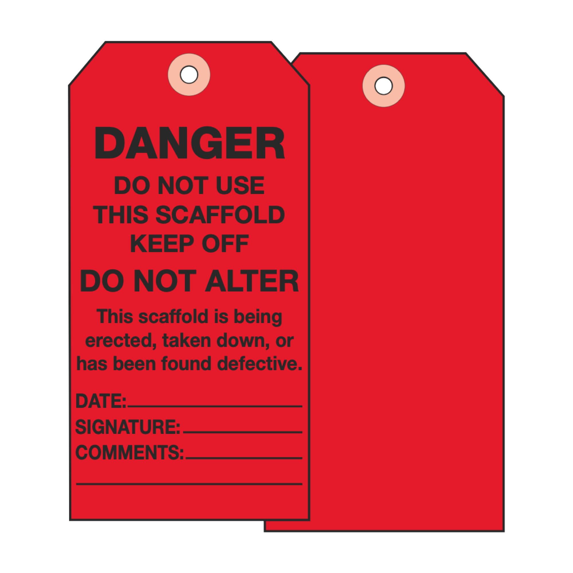 Scaffold Tag - Danger Do Not Alter -Cardstock | Carlton Industries