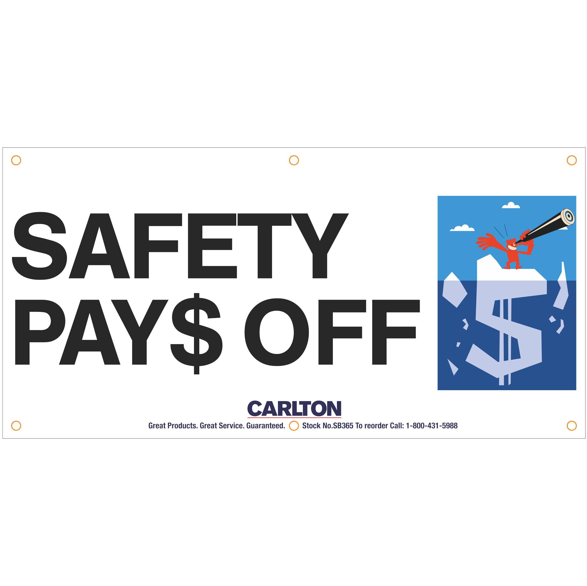 Safety Pays Off (Graphic) Banner 3'x6' w/Bungee Cord | Carlton Industries