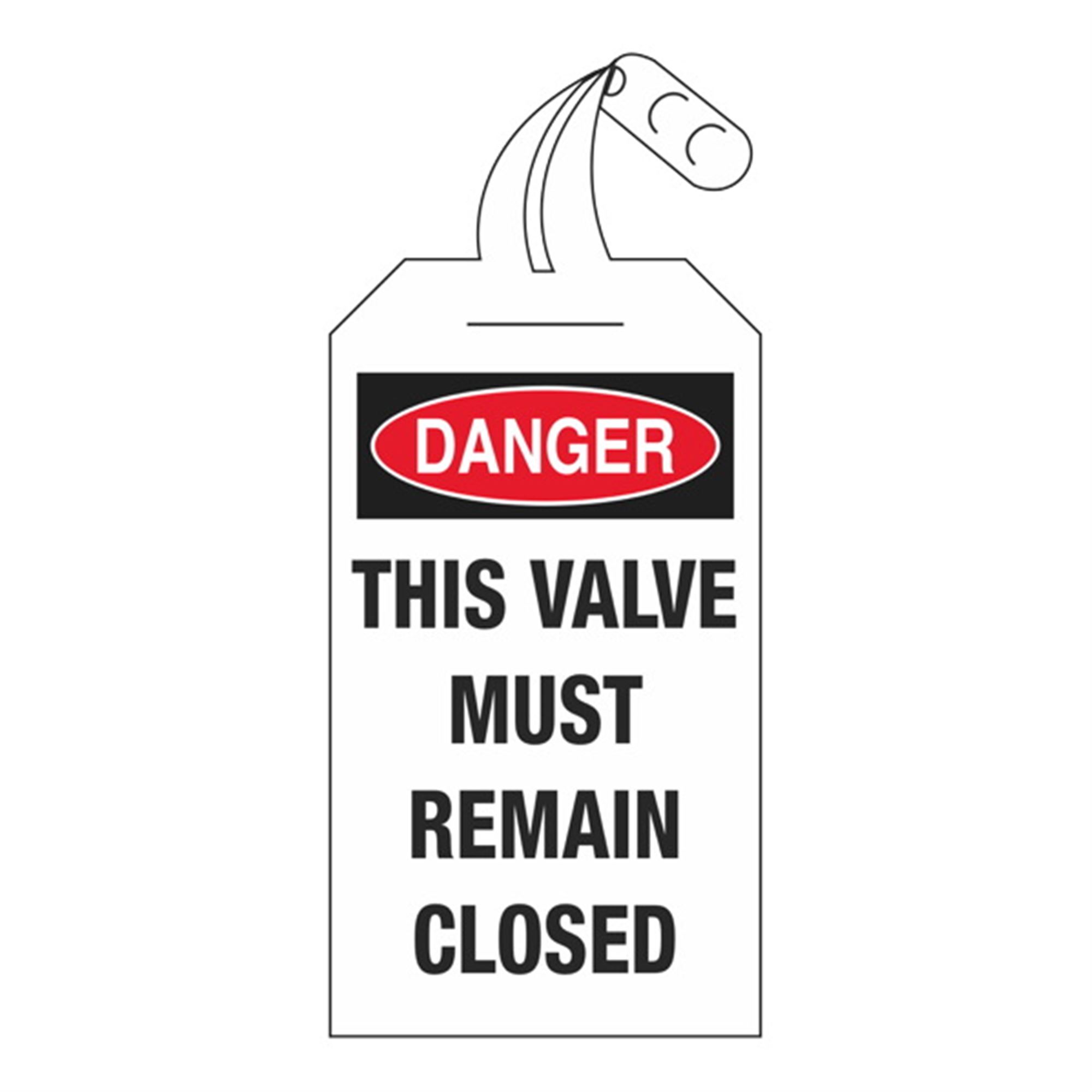Danger This Valve Must Remain Closed - Self Locking Tag | Carlton ...