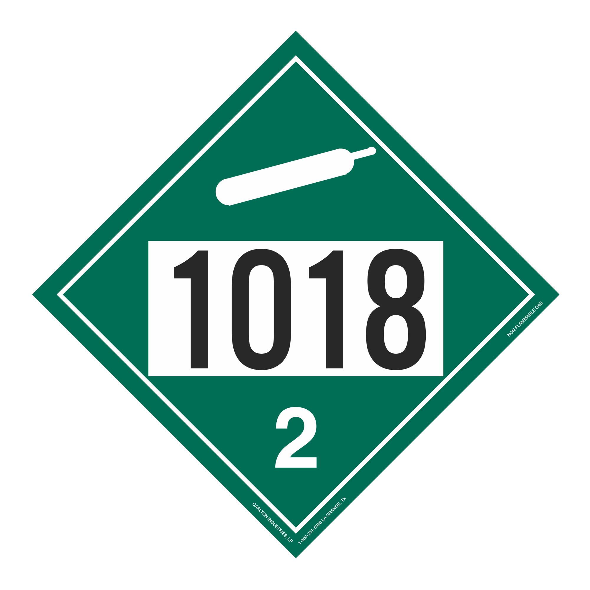 UN#1018 Non-Flammable Gas Stock Numbered Placard