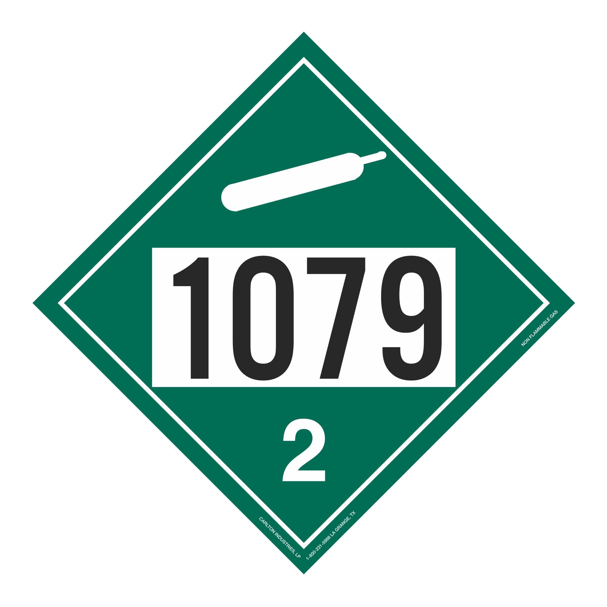 UN#1079 Non-Flammable Gas Stock Numbered Placard