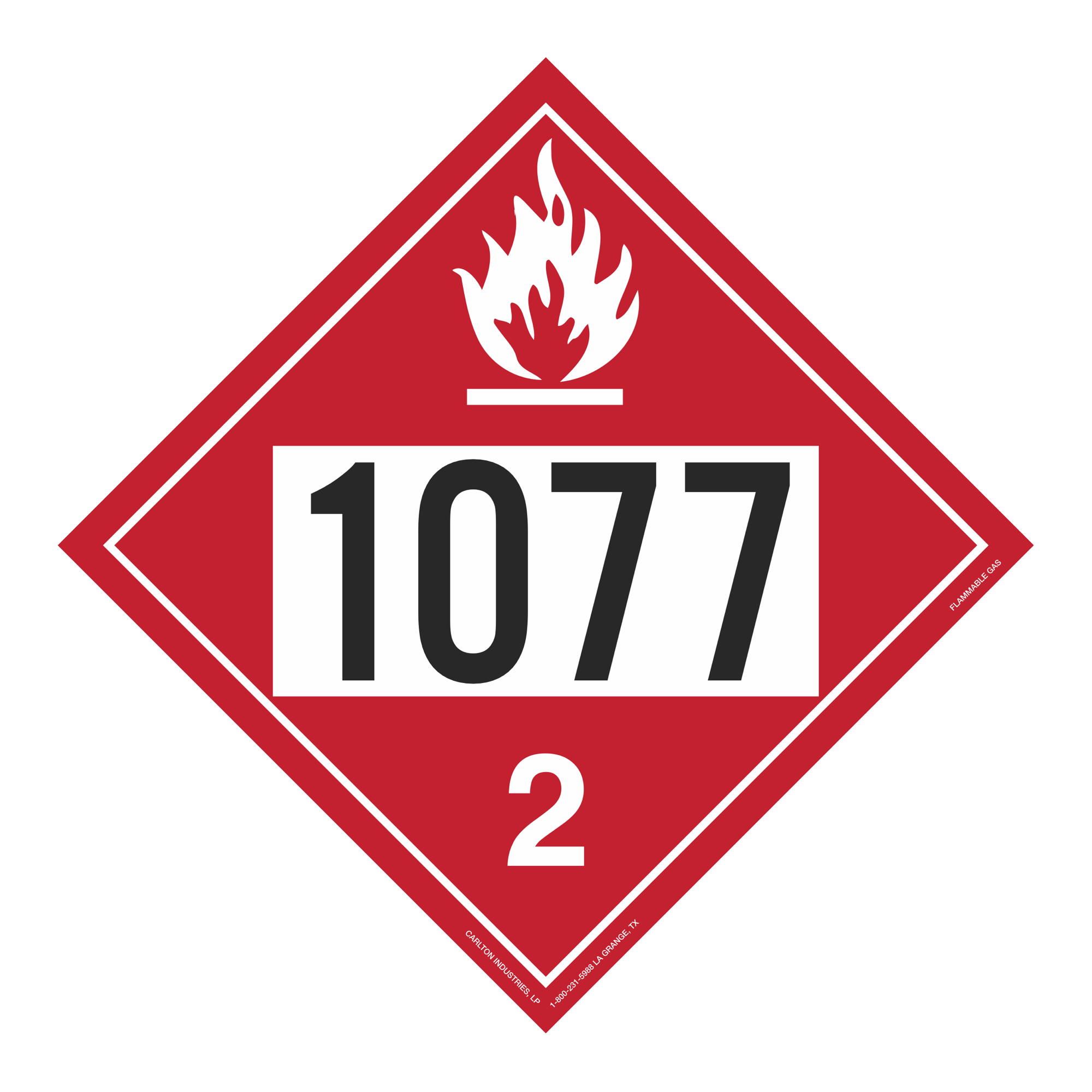 UN#1077 Flammable Gas Numbered Placard | Carlton Industries