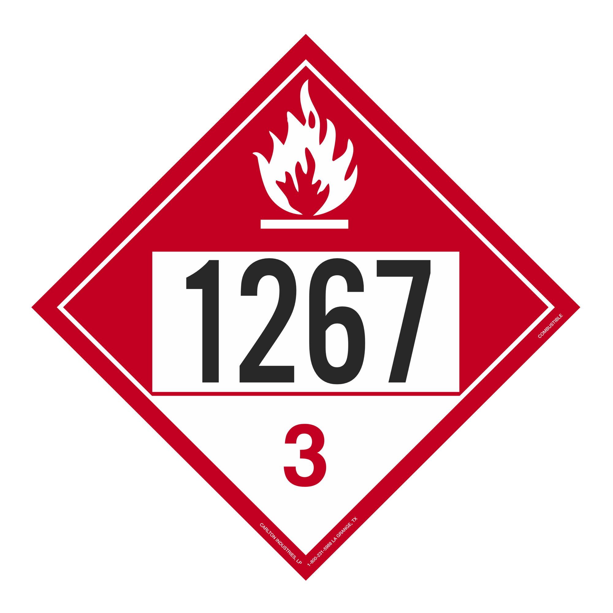 UN#1267 Combustible Liquid Numbered Placard | Carlton Industries