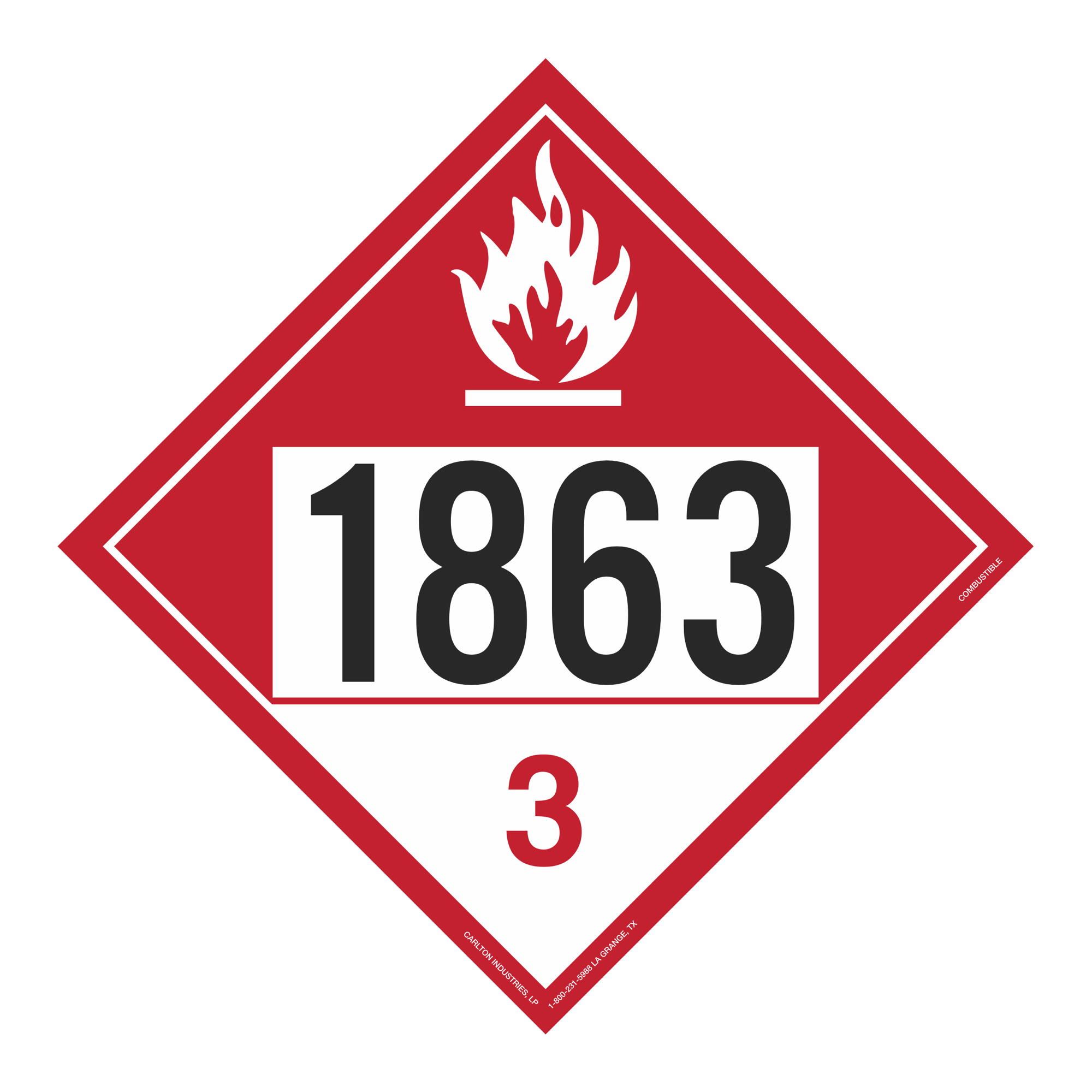 UN#1863 Combustible Liquid Numbered Placard | Carlton Industries