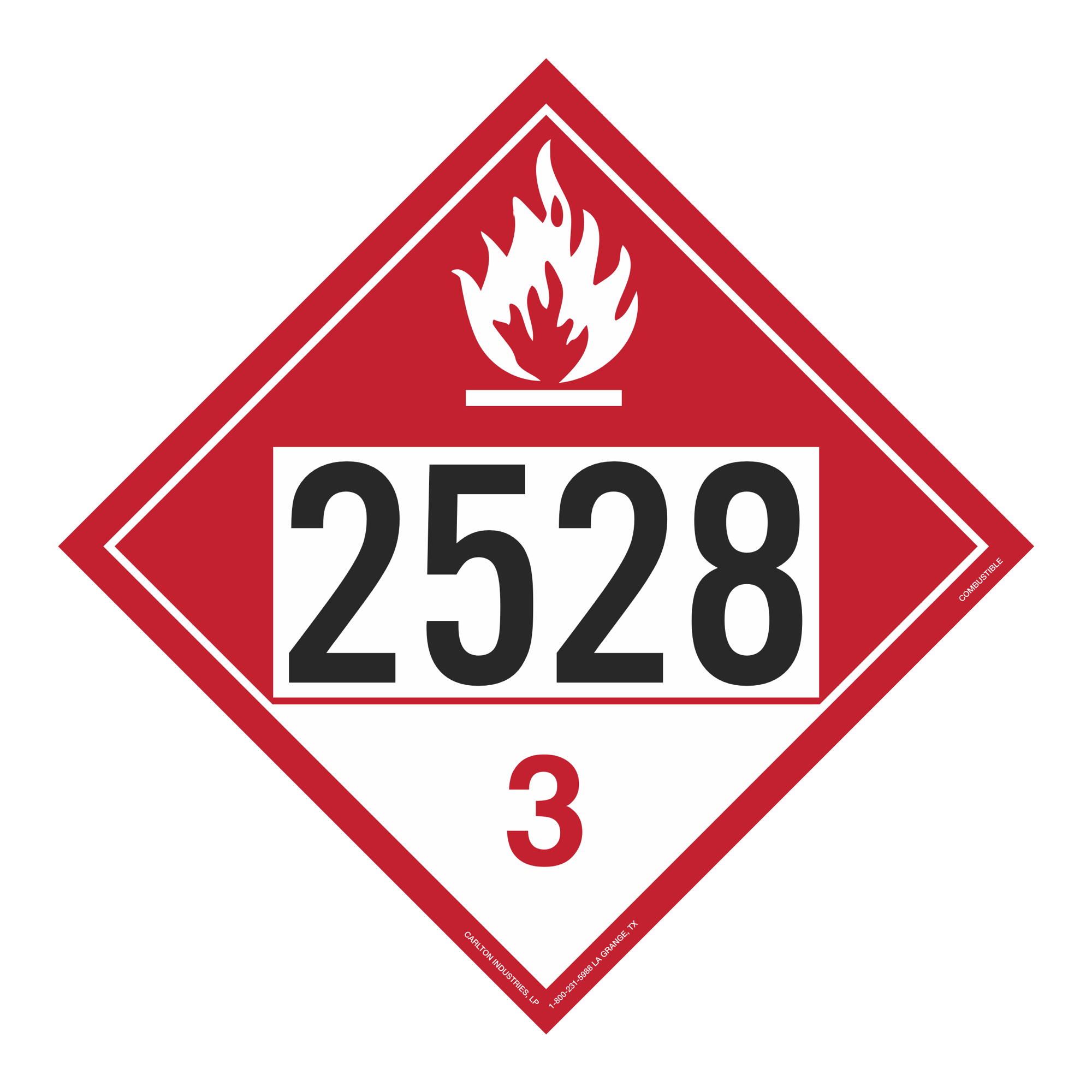 UN#2528 Combustible Liquid Numbered Placard | Carlton Industries