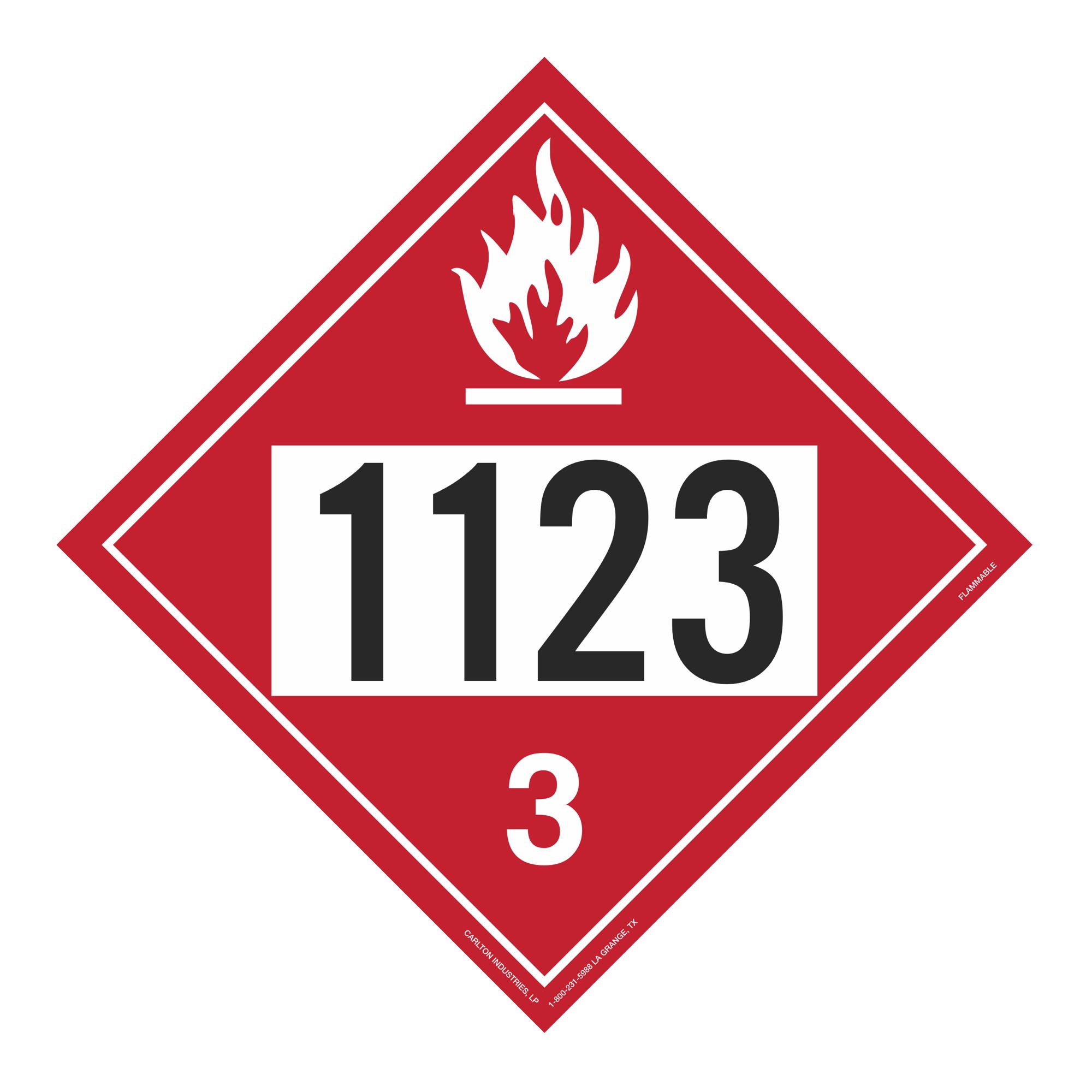 UN#1123 Flammable Liquid Numbered Placard | Carlton Industries