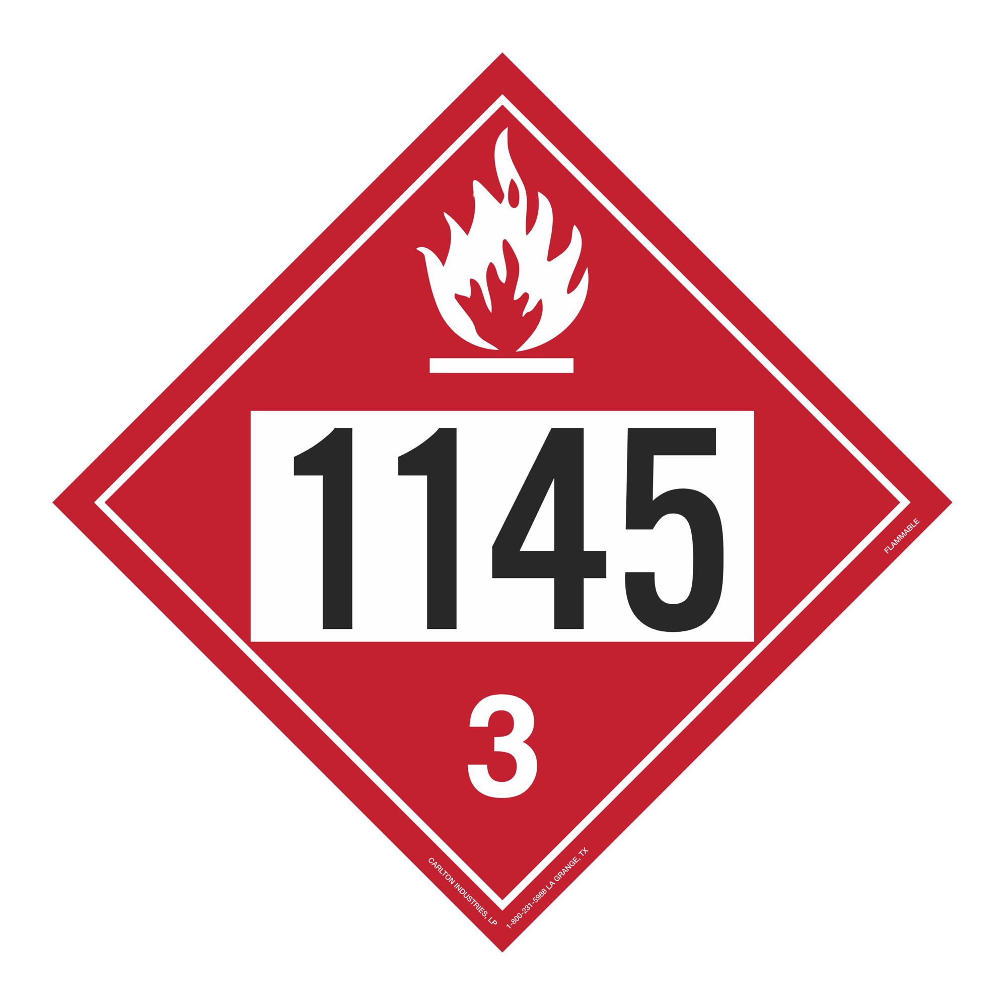 UN#1145 Flammable Stock Numbered Placard | Carlton Industries