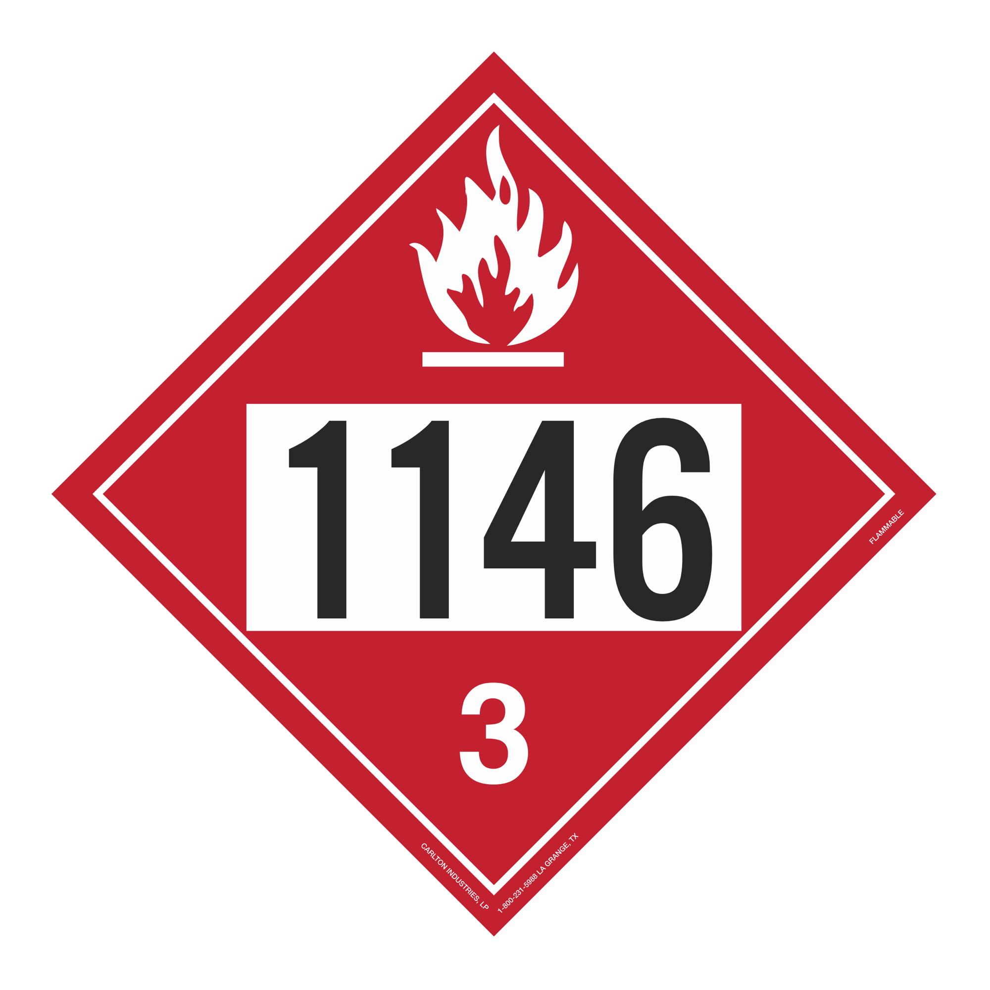 UN#1146 Flammable Liquid Numbered Placard | Carlton Industries