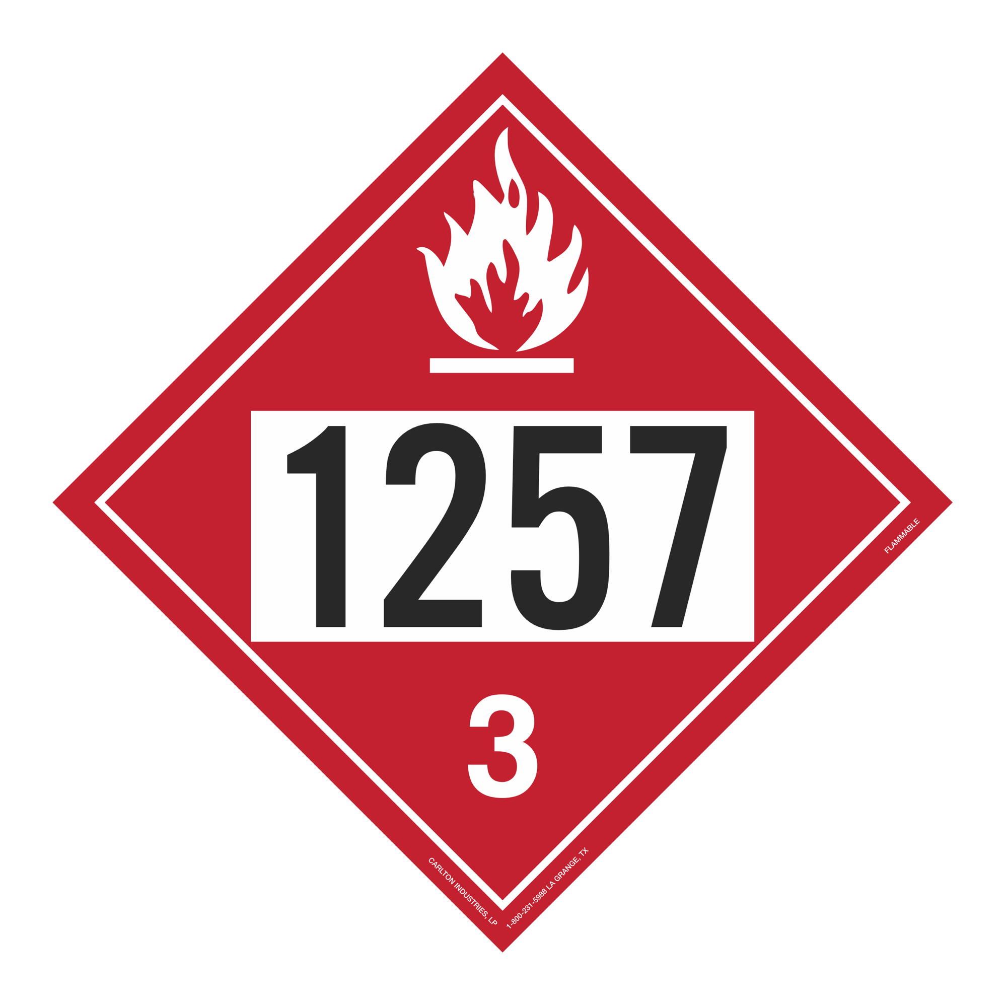 UN#1257 Flammable Stock Numbered Placard | Carlton Industries