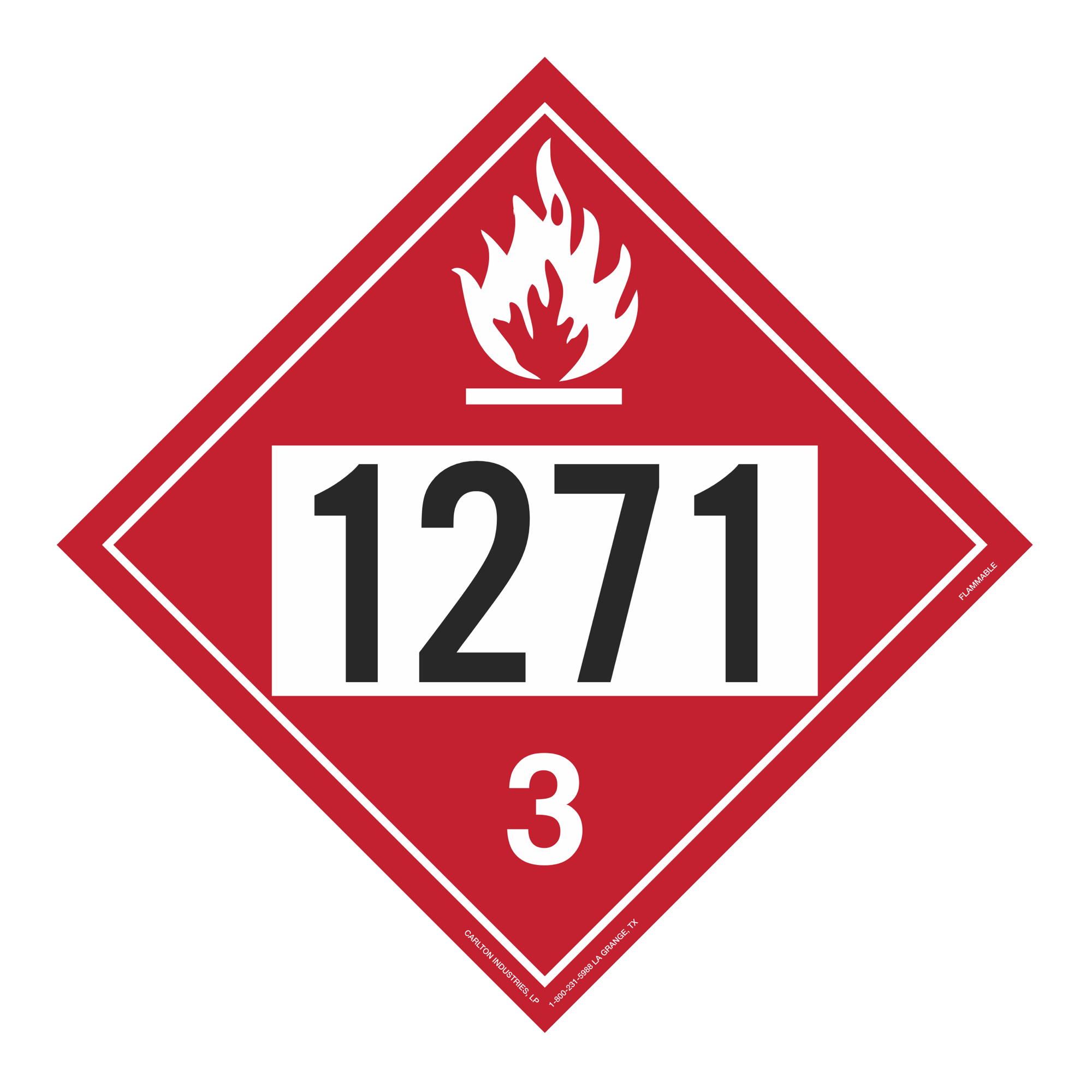 UN#1271 Flammable Stock Numbered Placard | Carlton Industries