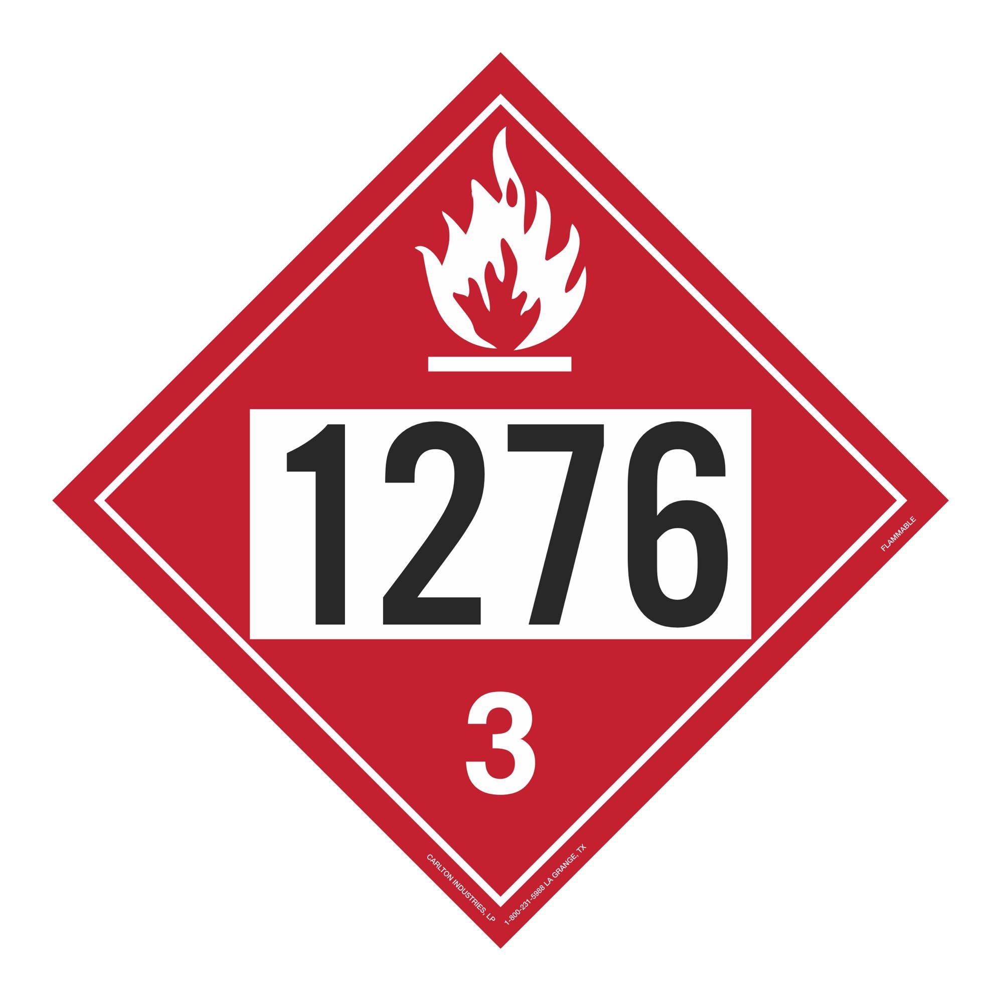 UN#1276 Flammable Liquid Numbered Placard | Carlton Industries