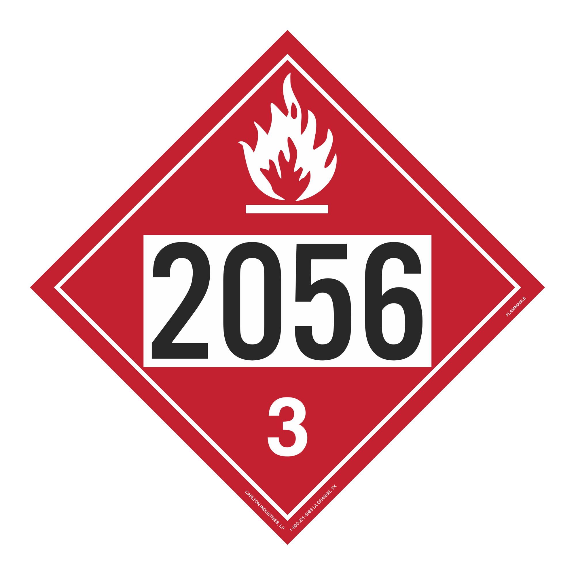 UN#2056 Flammable Liquid Numbered Placard | Carlton Industries