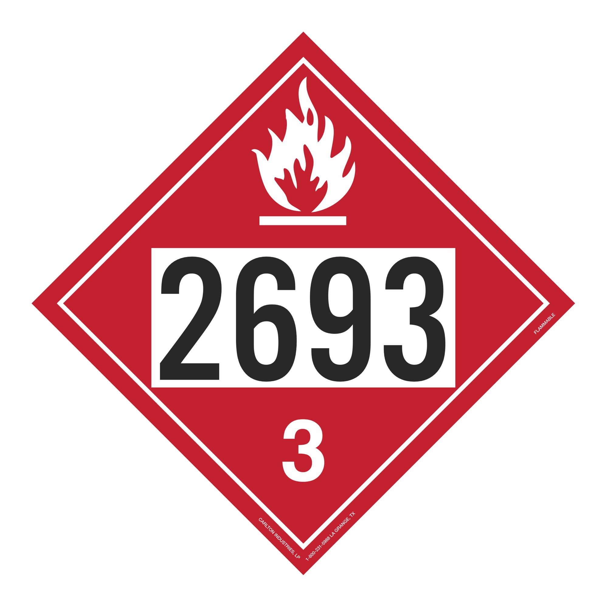 UN#2693 Flammable Stock Numbered Placard | Carlton Industries