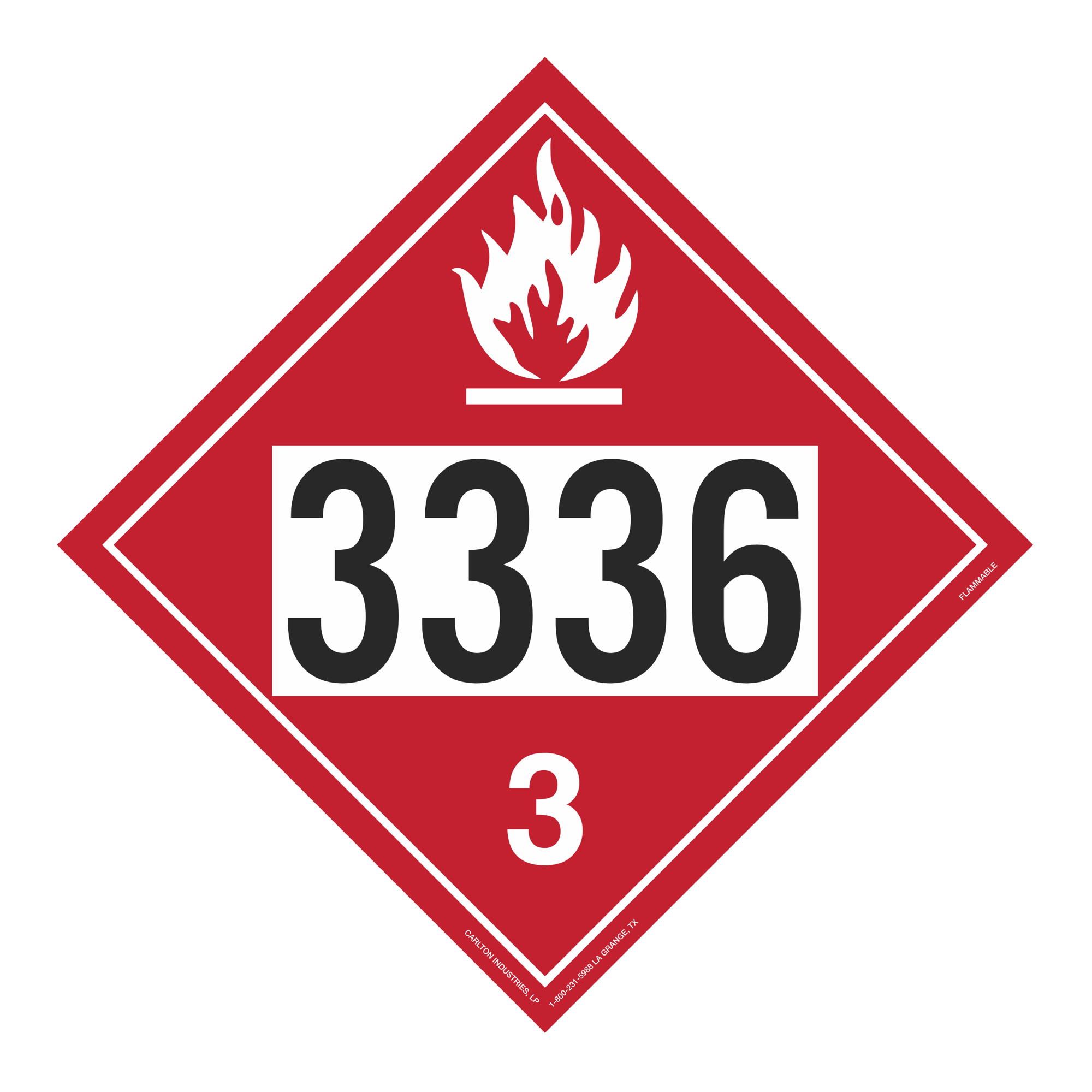 UN#3336 Flammable Liquid Numbered Placard | Carlton Industries