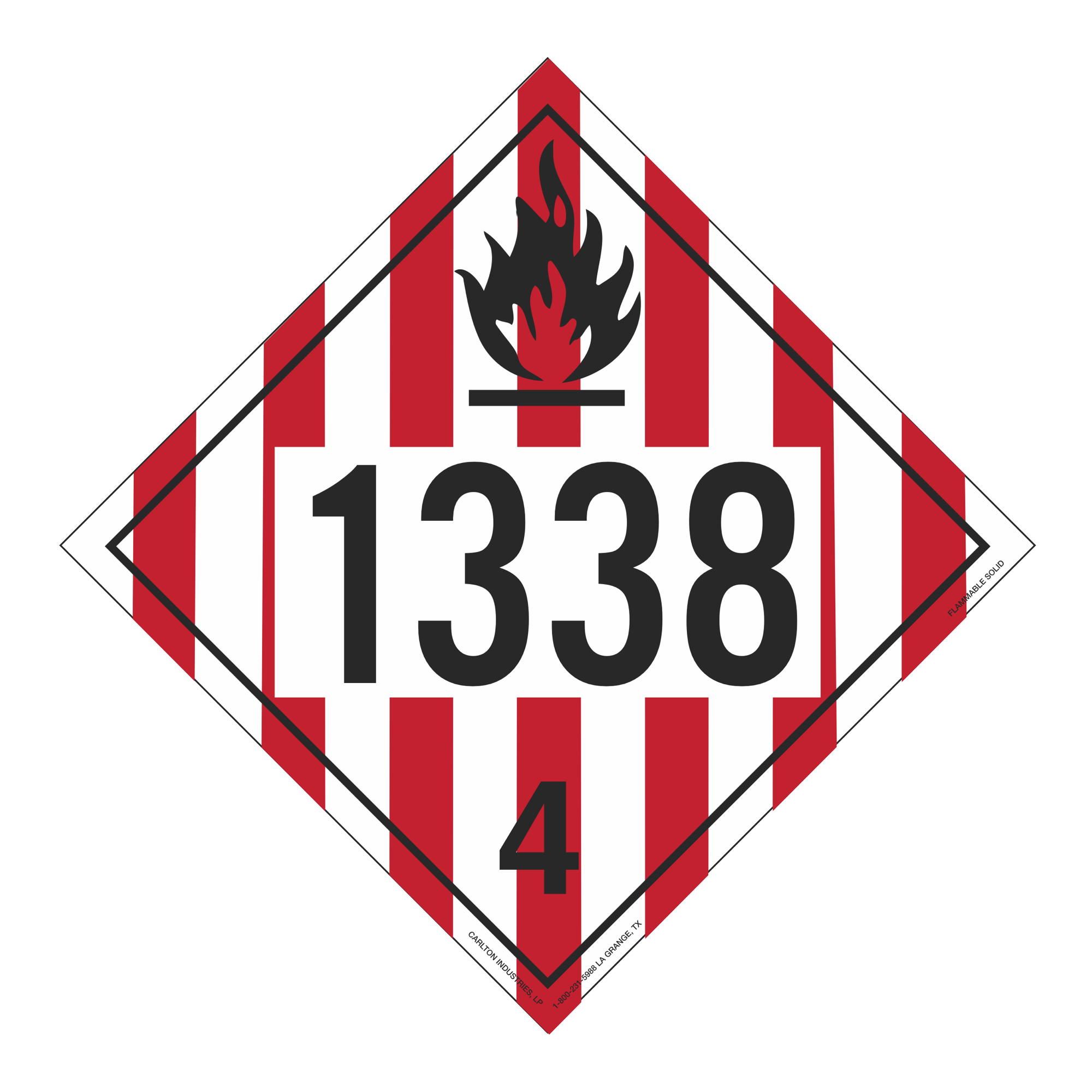 UN#1338 Flammable Solid Numbered Placard | Carlton Industries