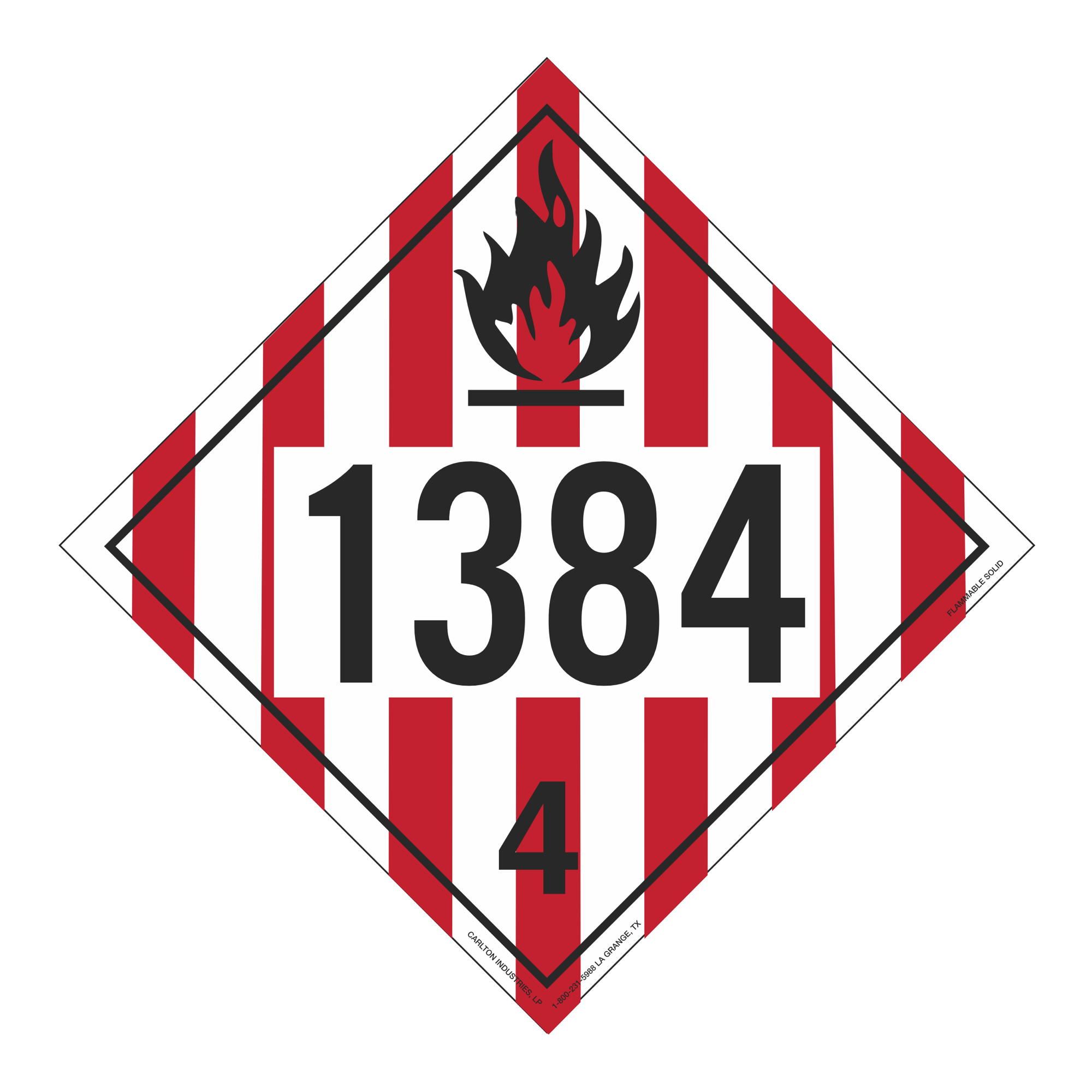 UN#1384 Flammable Solid Stock Numbered Placard | Carlton Industries