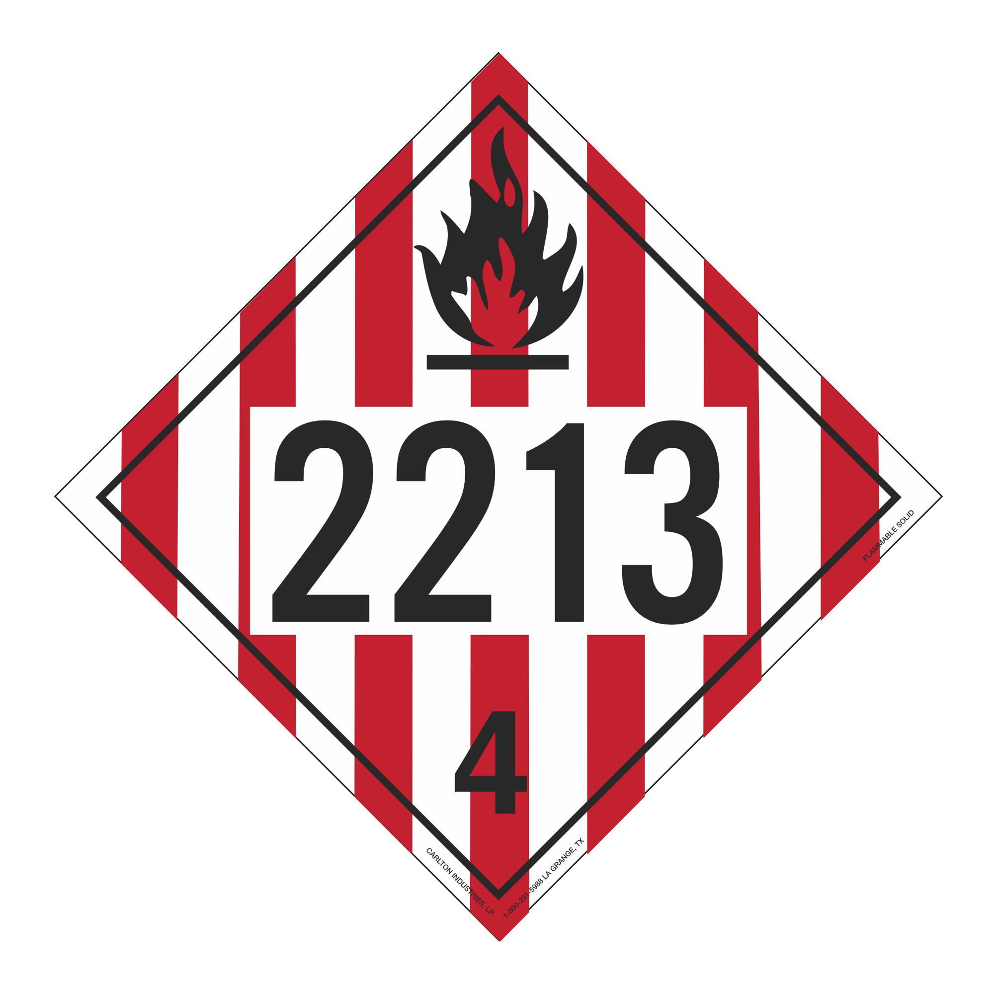 UN#2213 Flammable Solid Stock Numbered Placard | Carlton Industries