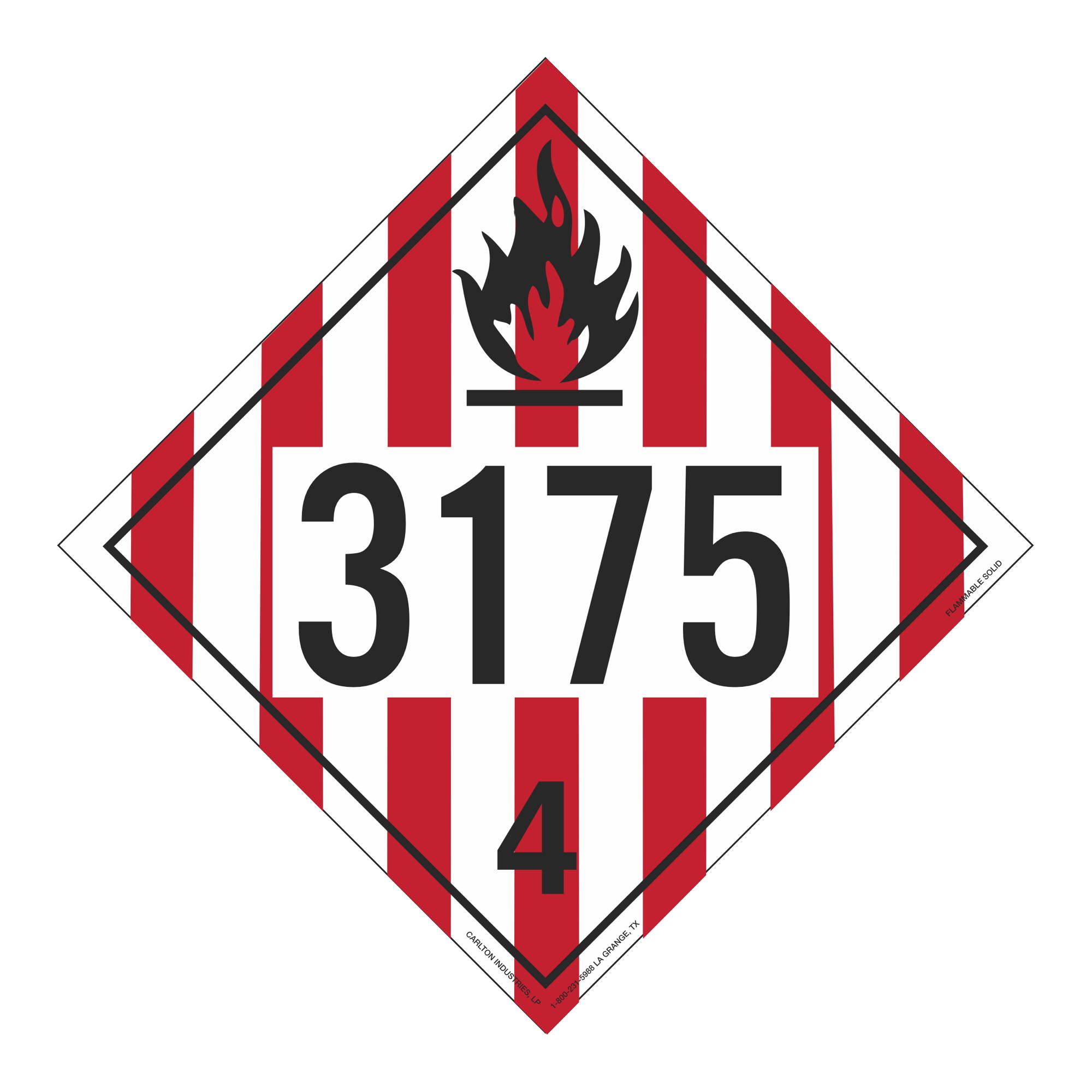 UN#3175 Flammable Solid Numbered Placard | Carlton Industries
