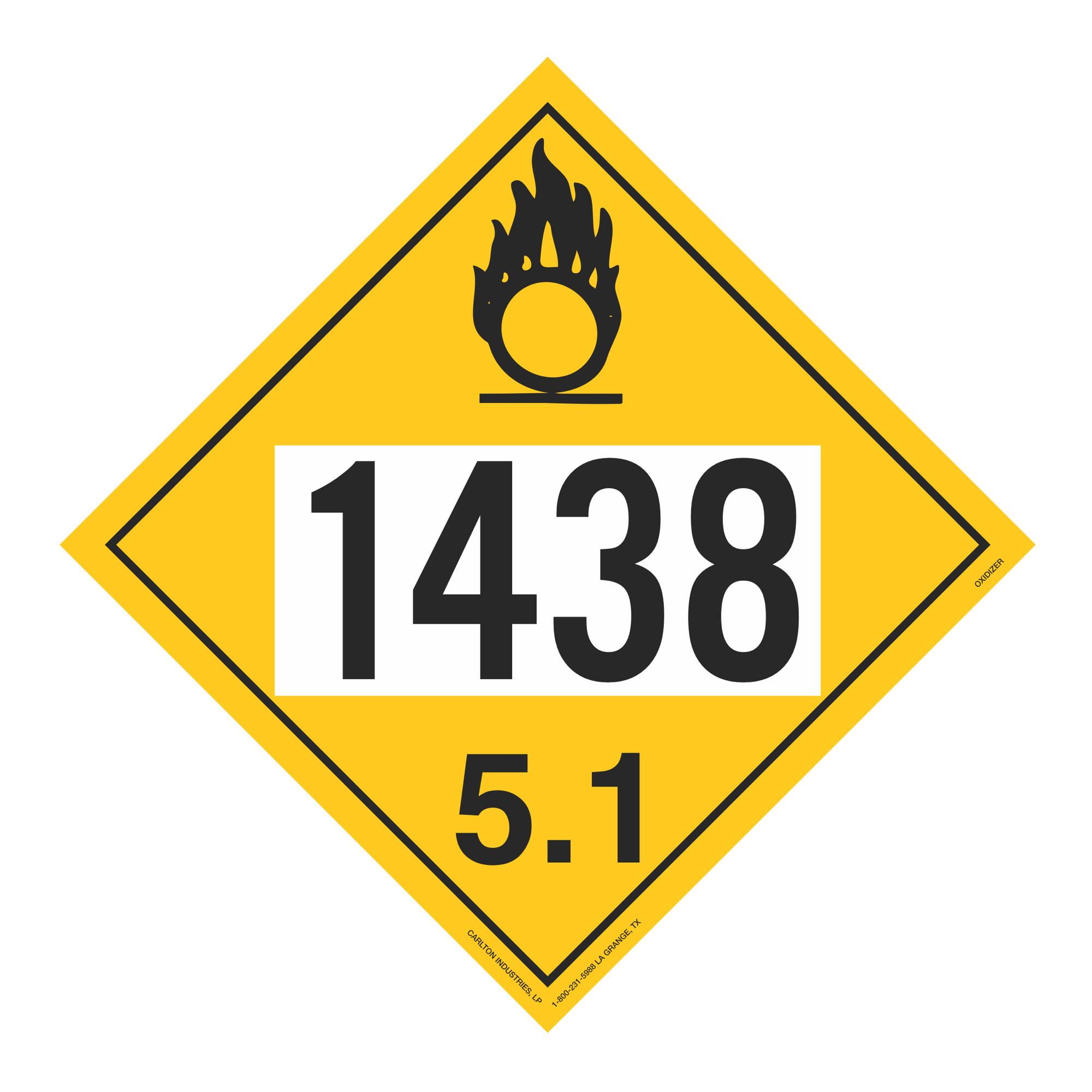 UN#1438 Oxidizer Stock Numbered Placard | Carlton Industries