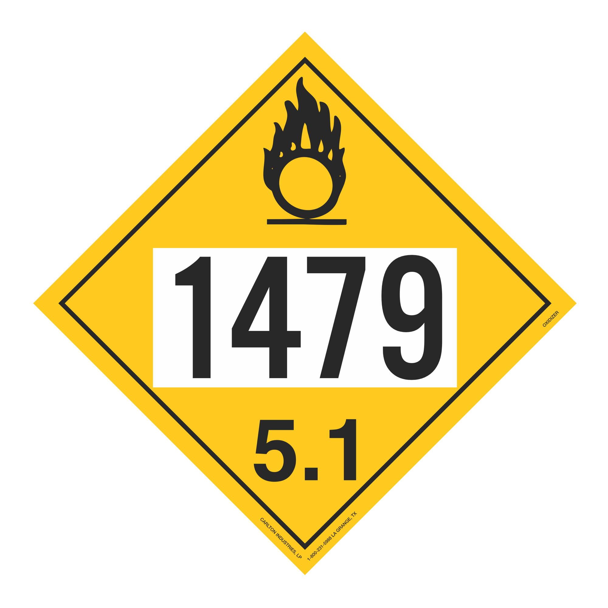 UN#1479 Oxidizer Numbered Placard | Carlton Industries