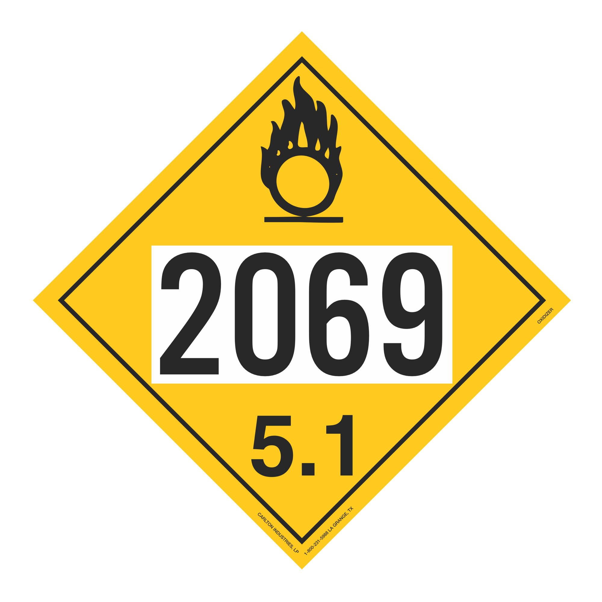 UN#2069 Oxidizer Stock Numbered Placard | Carlton Industries