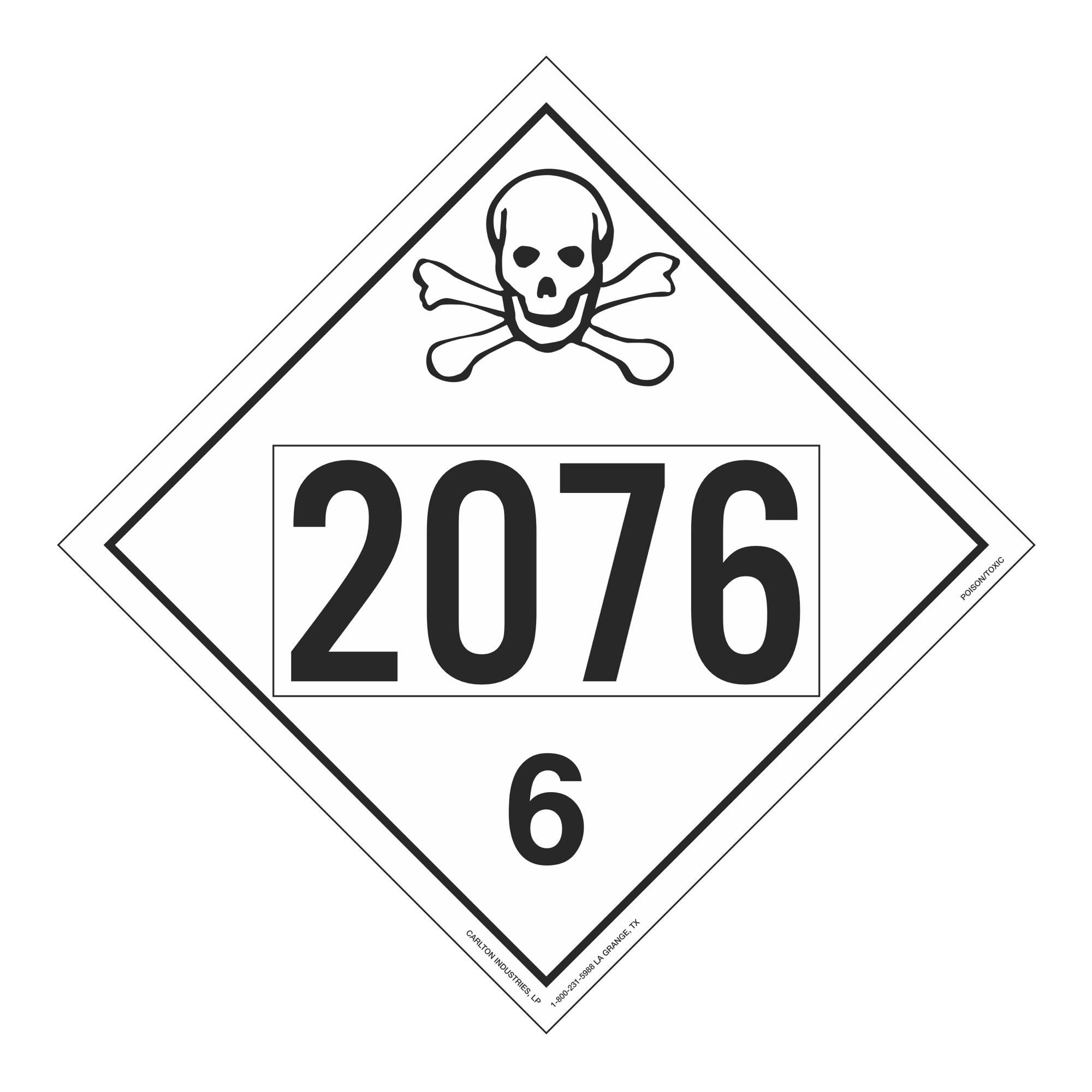 UN#2076 Poison/Toxic Numbered Placard | Carlton Industries
