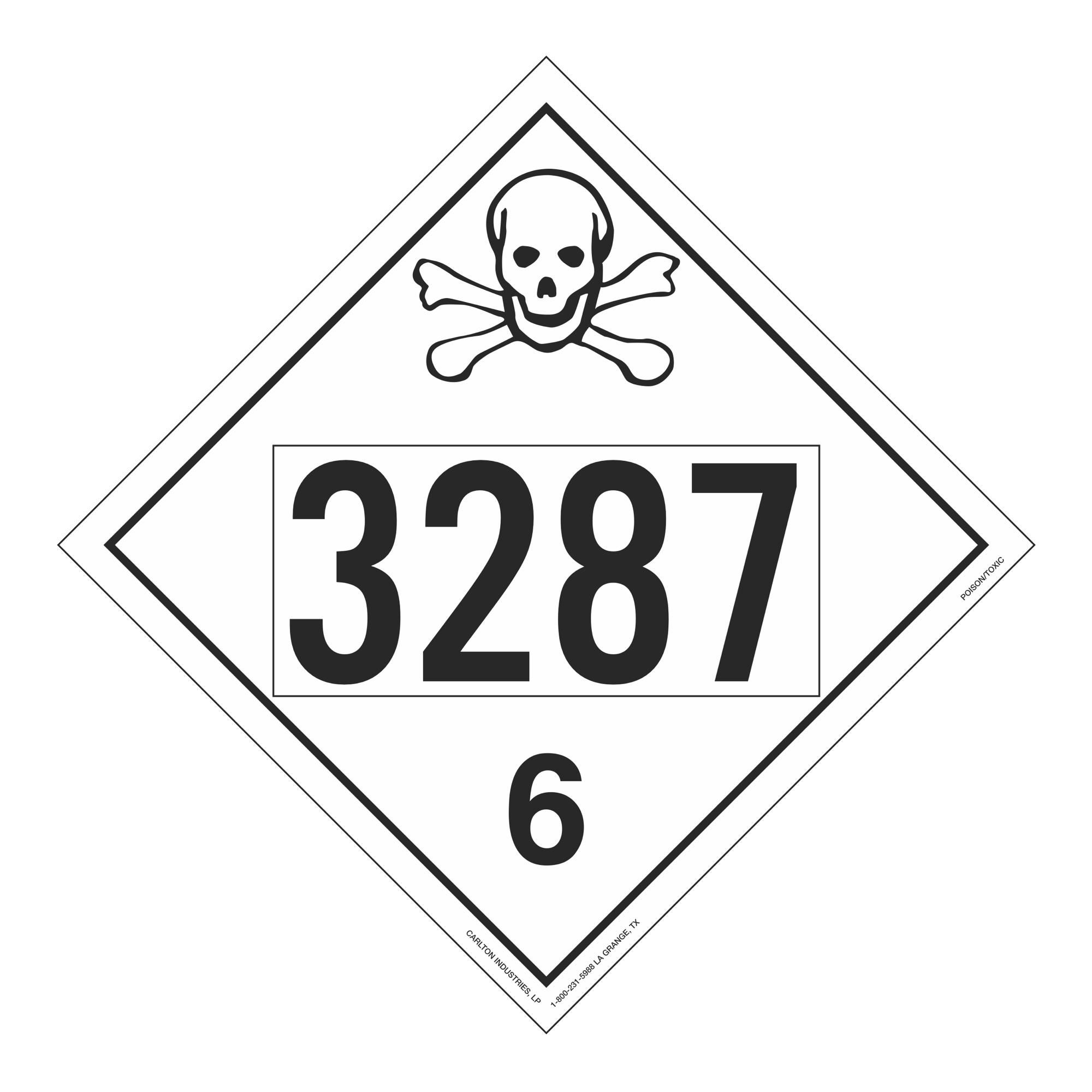 UN#3287 Poison/Toxic Numbered Placard | Carlton Industries