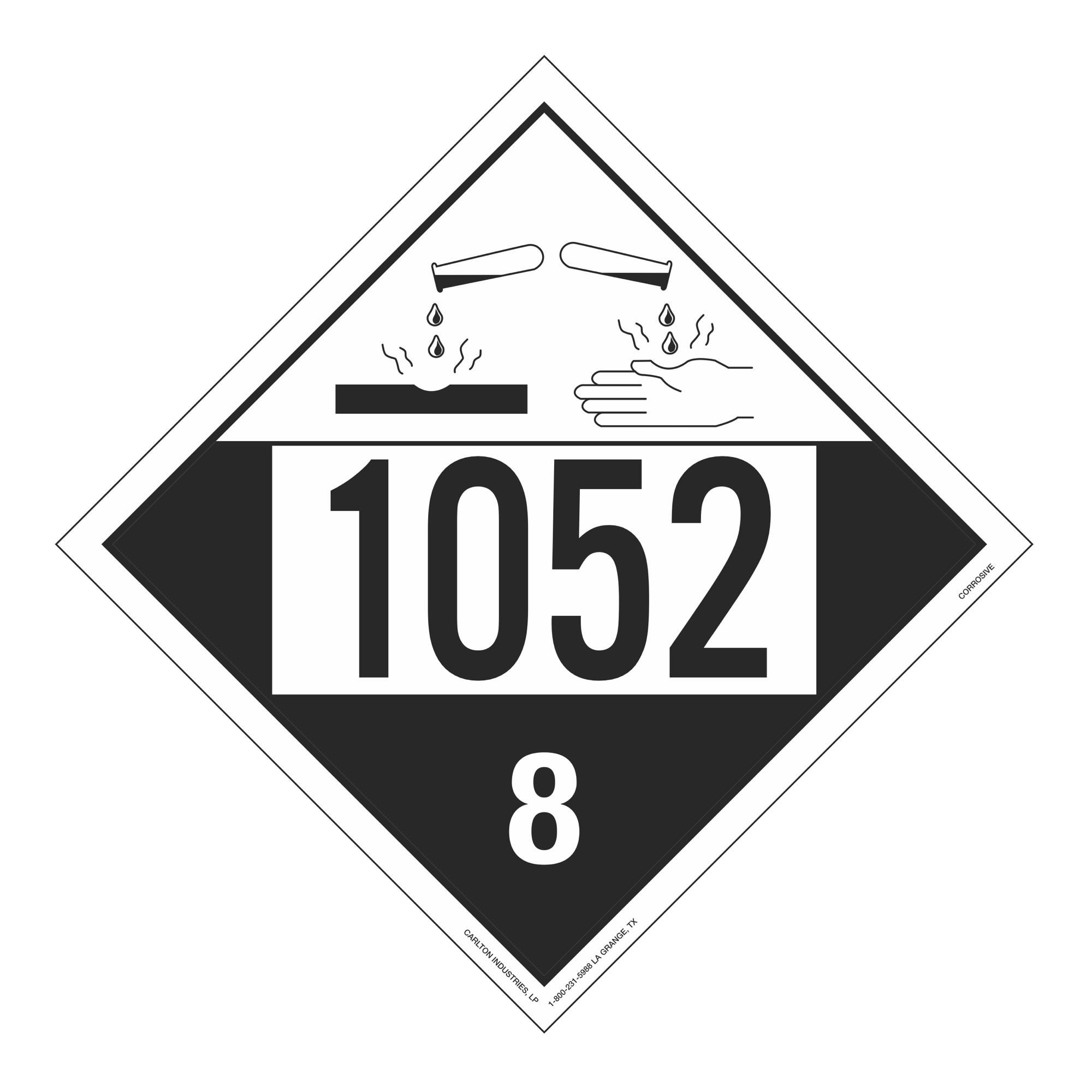 UN#1052 Corrosive Numbered Placard | Carlton Industries