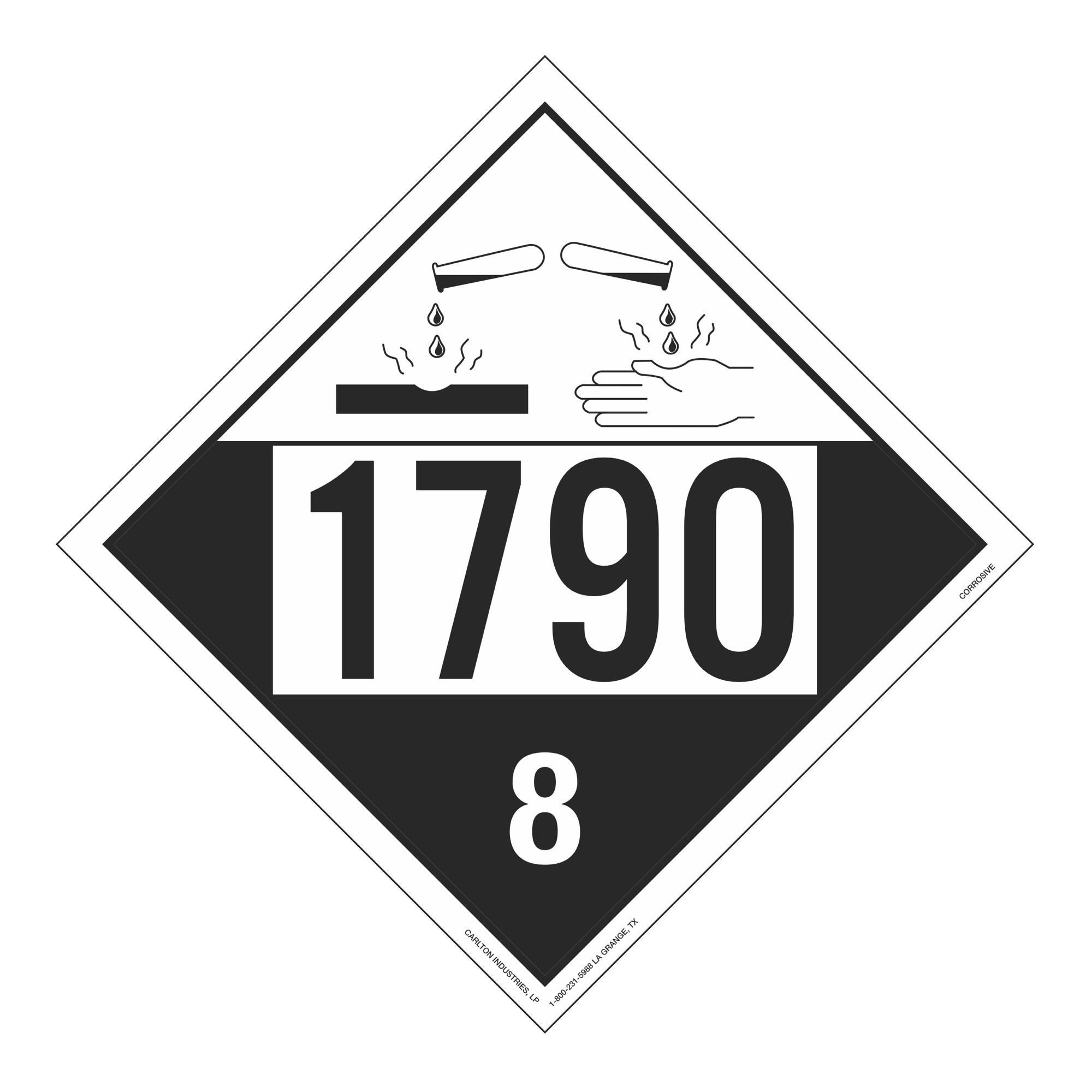 UN#1790 Corrosive Stock Numbered Placard | Carlton Industries