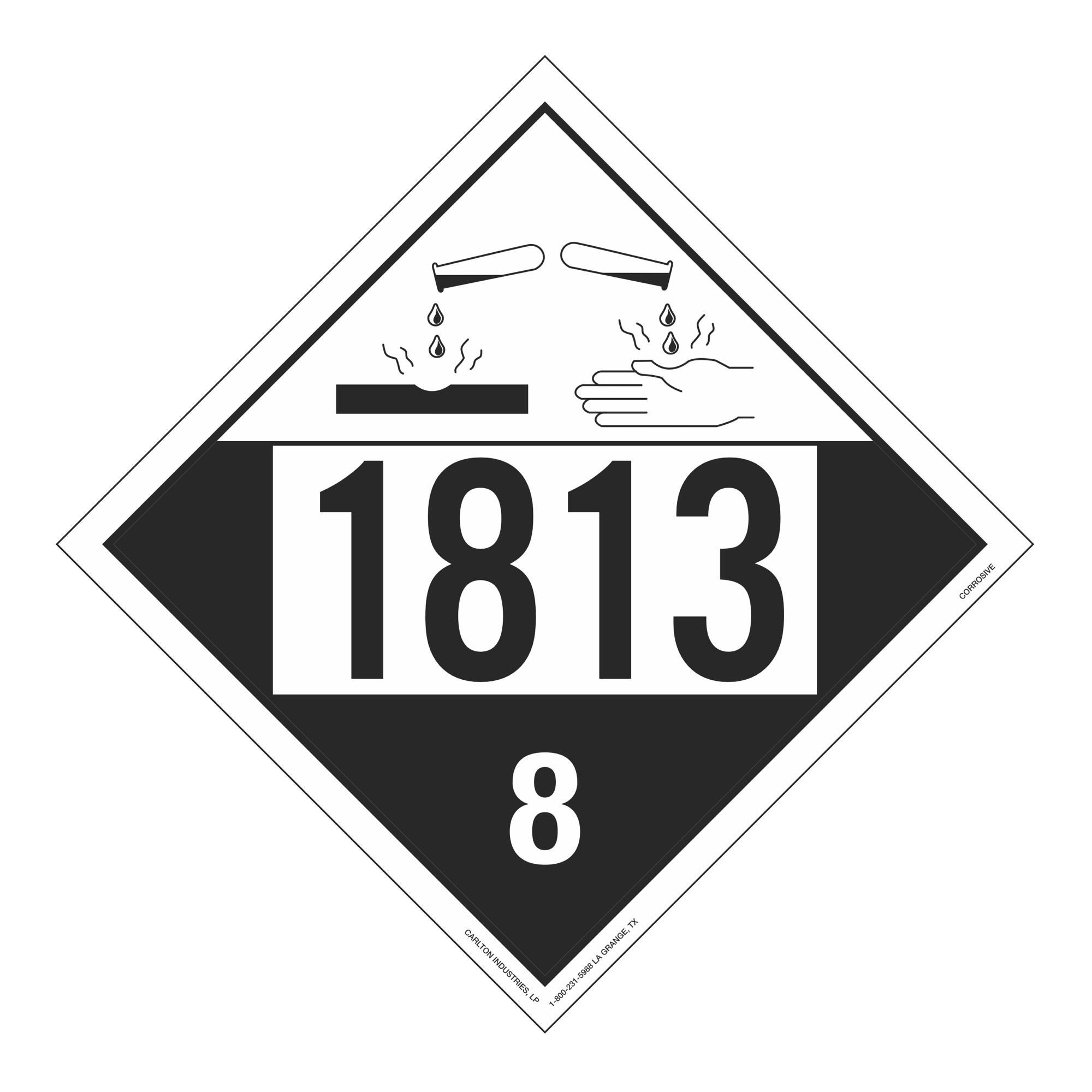 UN#1813 Corrosive Numbered Placard | Carlton Industries