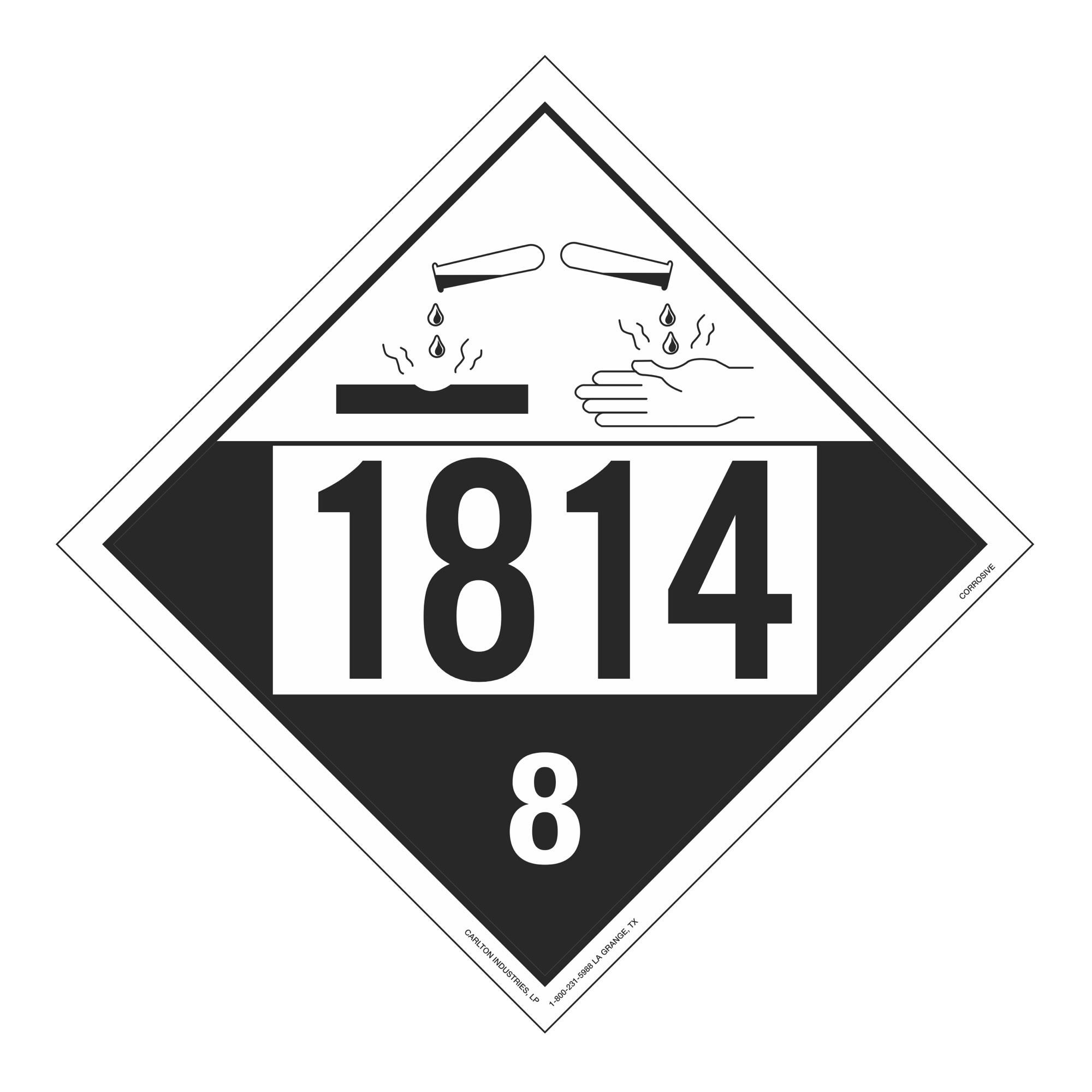 UN#1814 Corrosive Numbered Placard | Carlton Industries