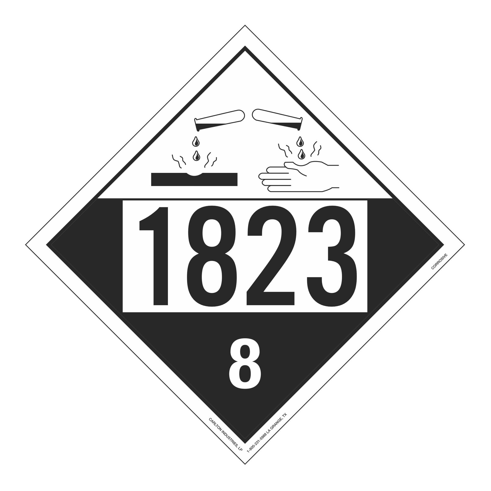 UN#1823 Corrosive Numbered Placard | Carlton Industries
