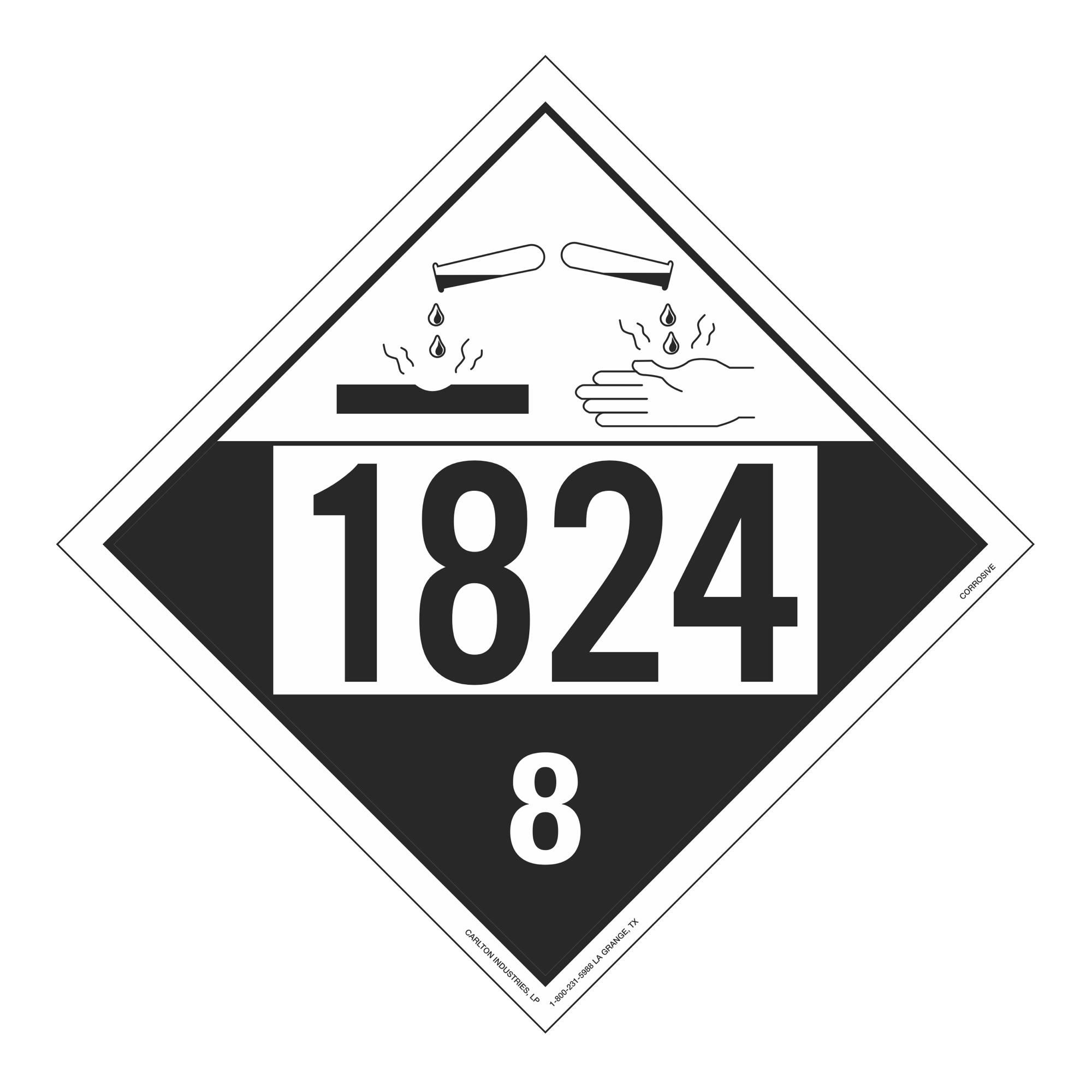 UN#1824 Corrosive Numbered Placard | Carlton Industries