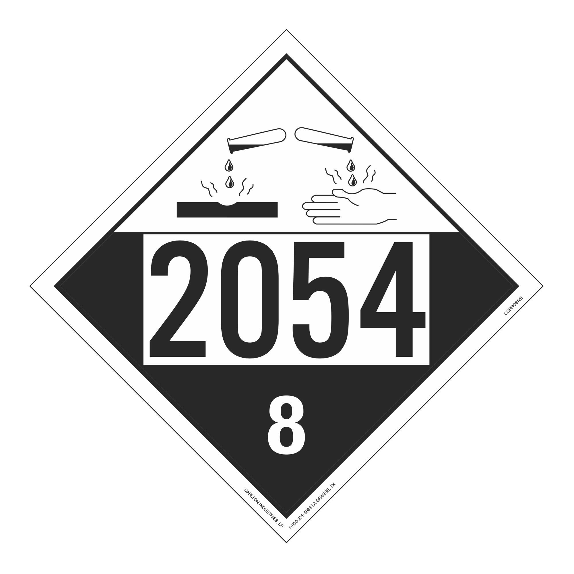 UN#2054 Corrosive Stock Numbered Placard | Carlton Industries