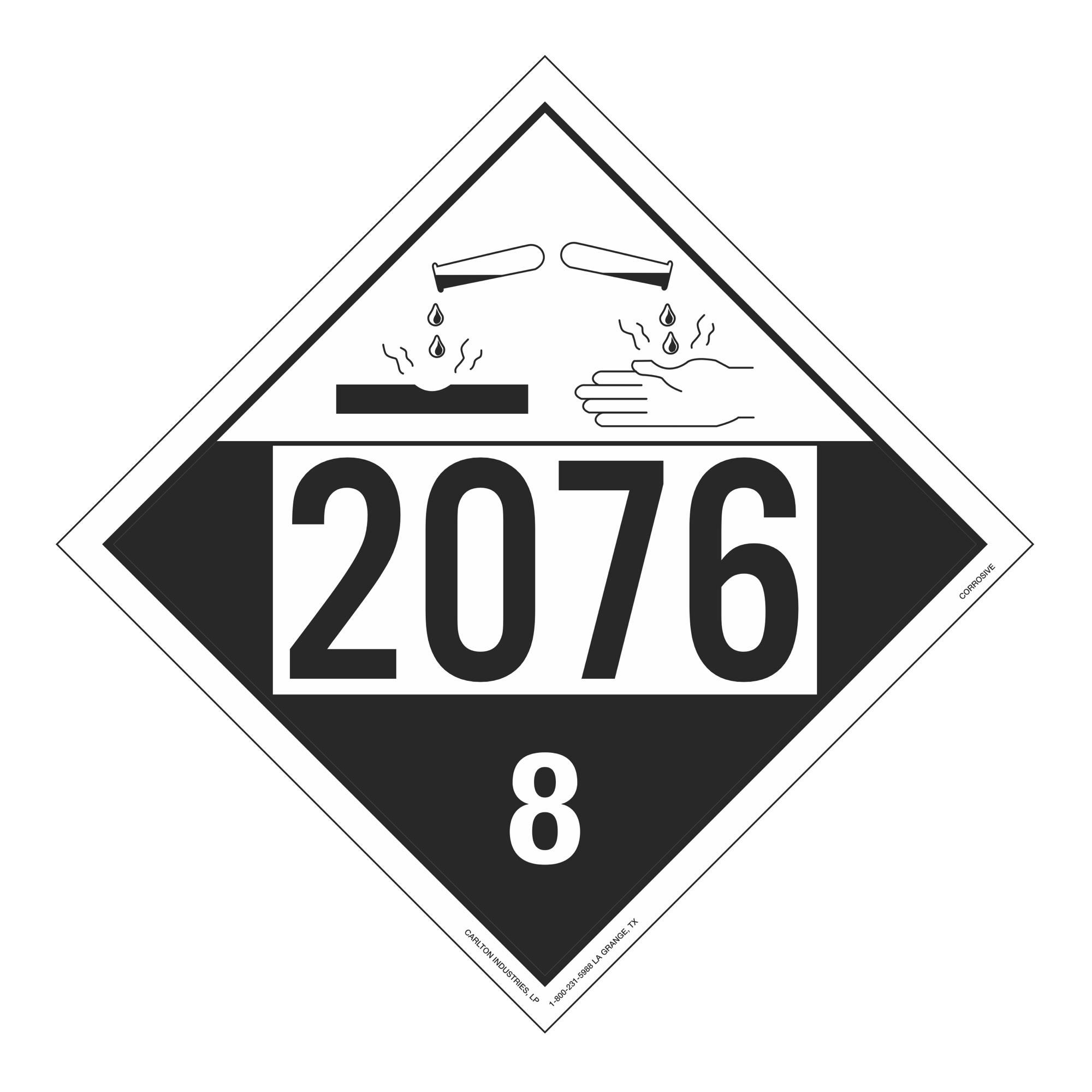 UN#2076 Corrosive Stock Numbered Placard | Carlton Industries