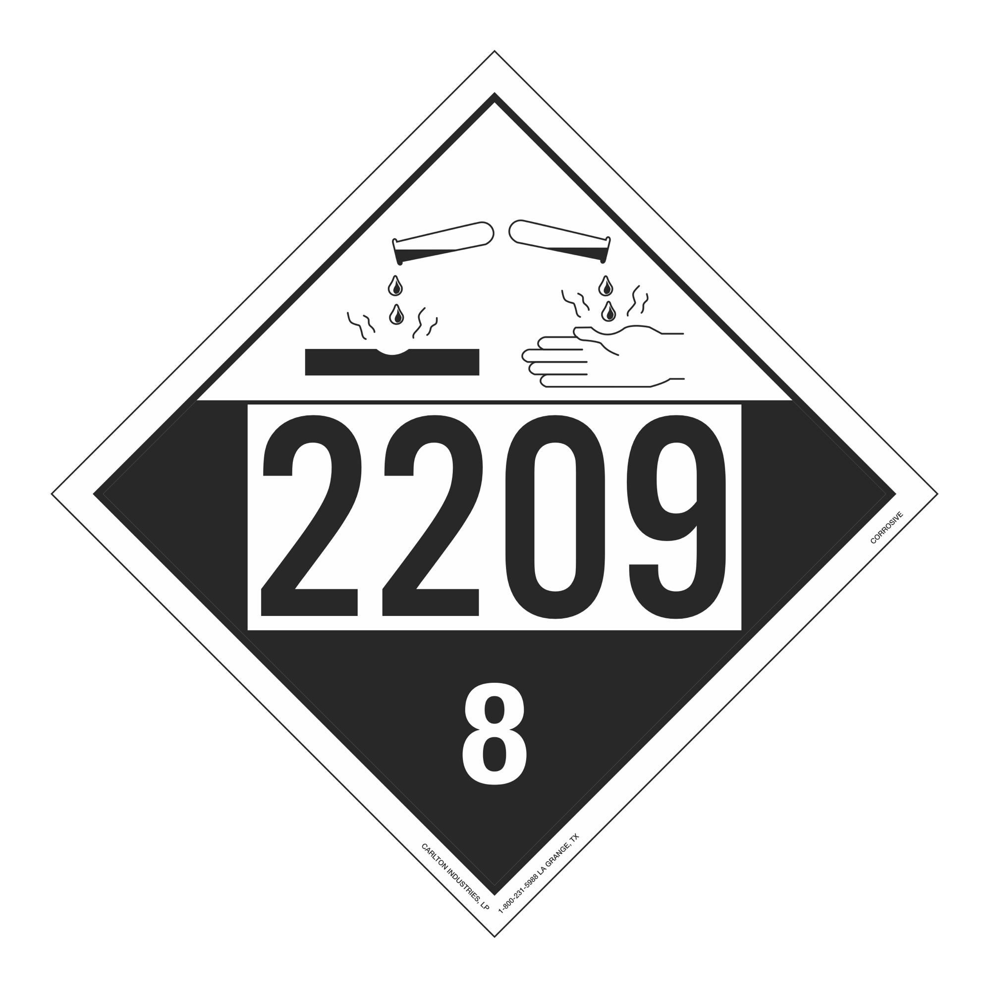 UN#2209 Corrosive Numbered Placard | Carlton Industries