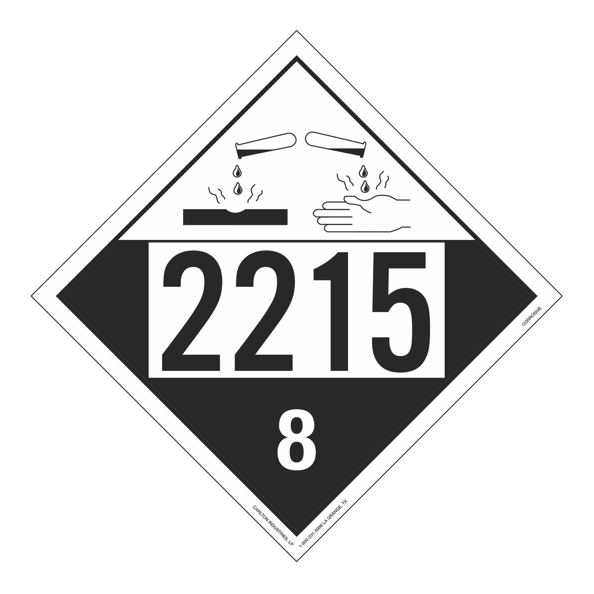 UN#2215 Corrosive Numbered Placard | Carlton Industries
