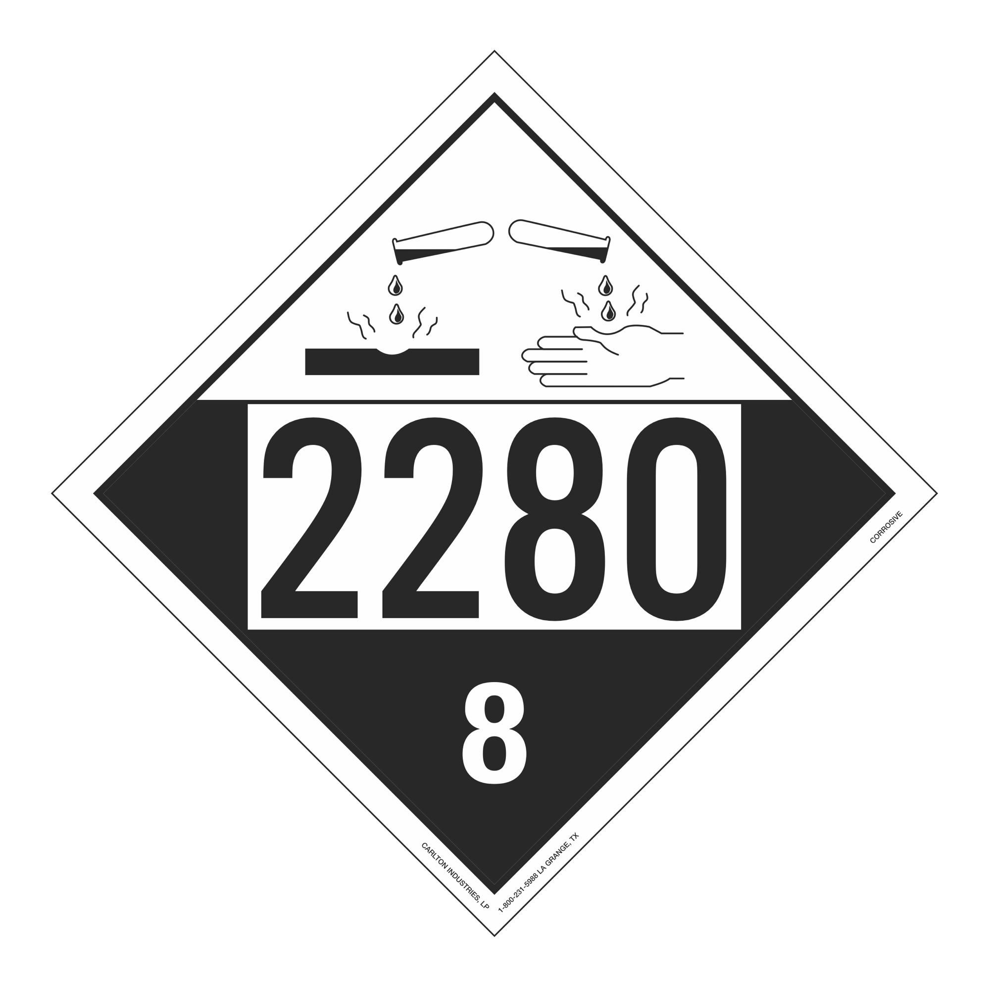 UN#2280 Corrosive Stock Numbered Placard | Carlton Industries