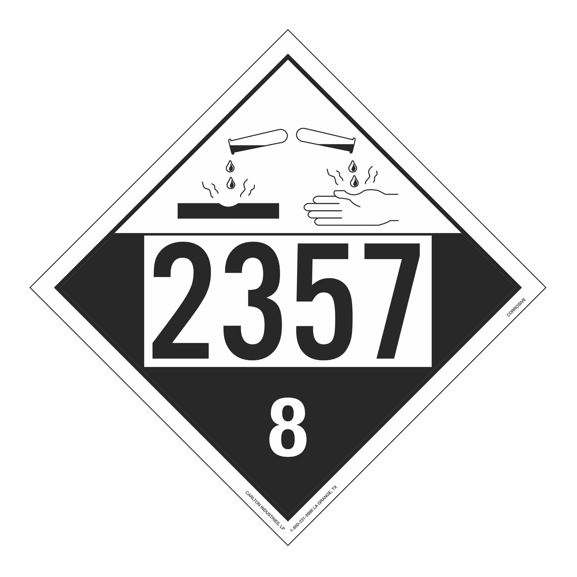 UN#2357 Corrosive Numbered Placard | Carlton Industries