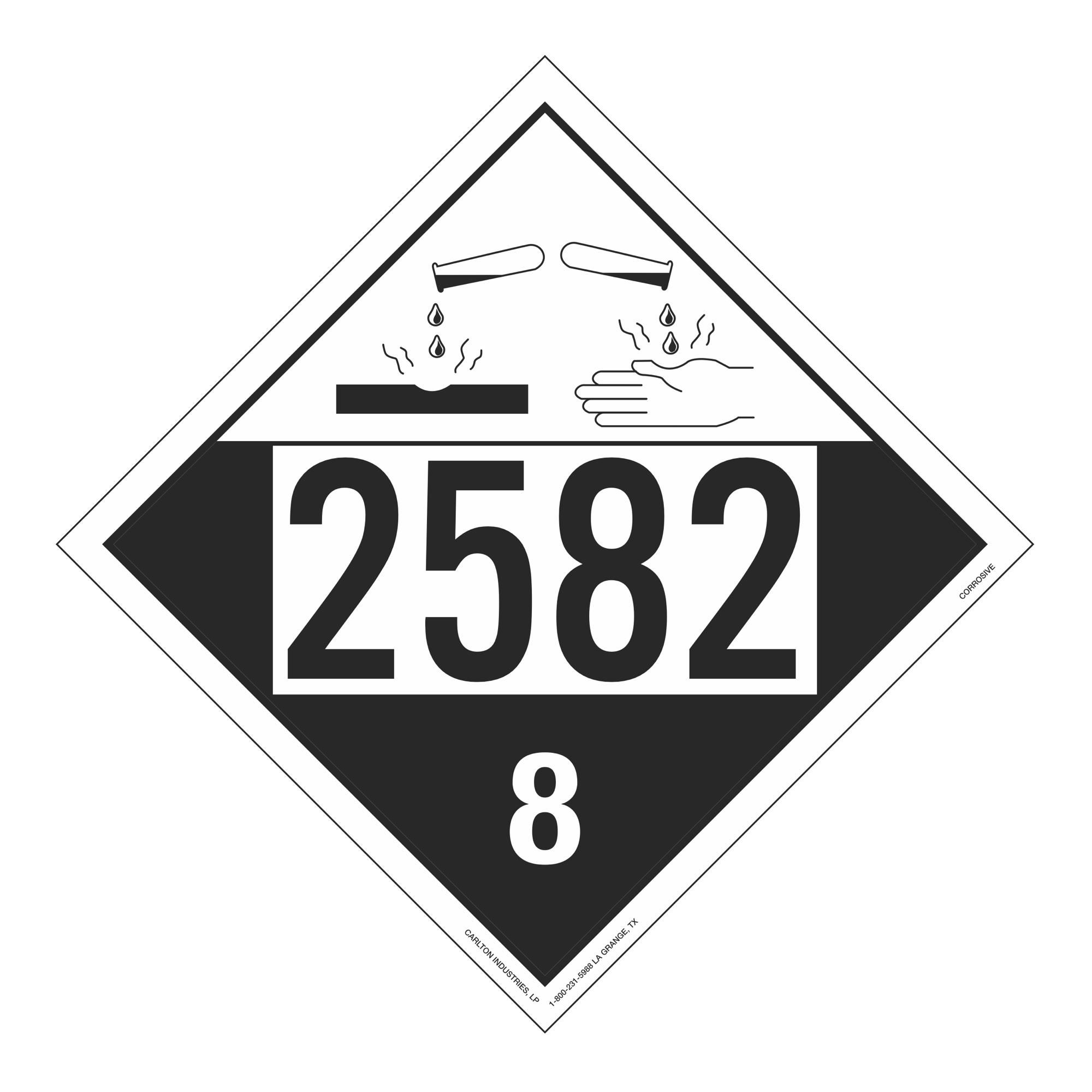 UN#2582 Corrosive Numbered Placard | Carlton Industries