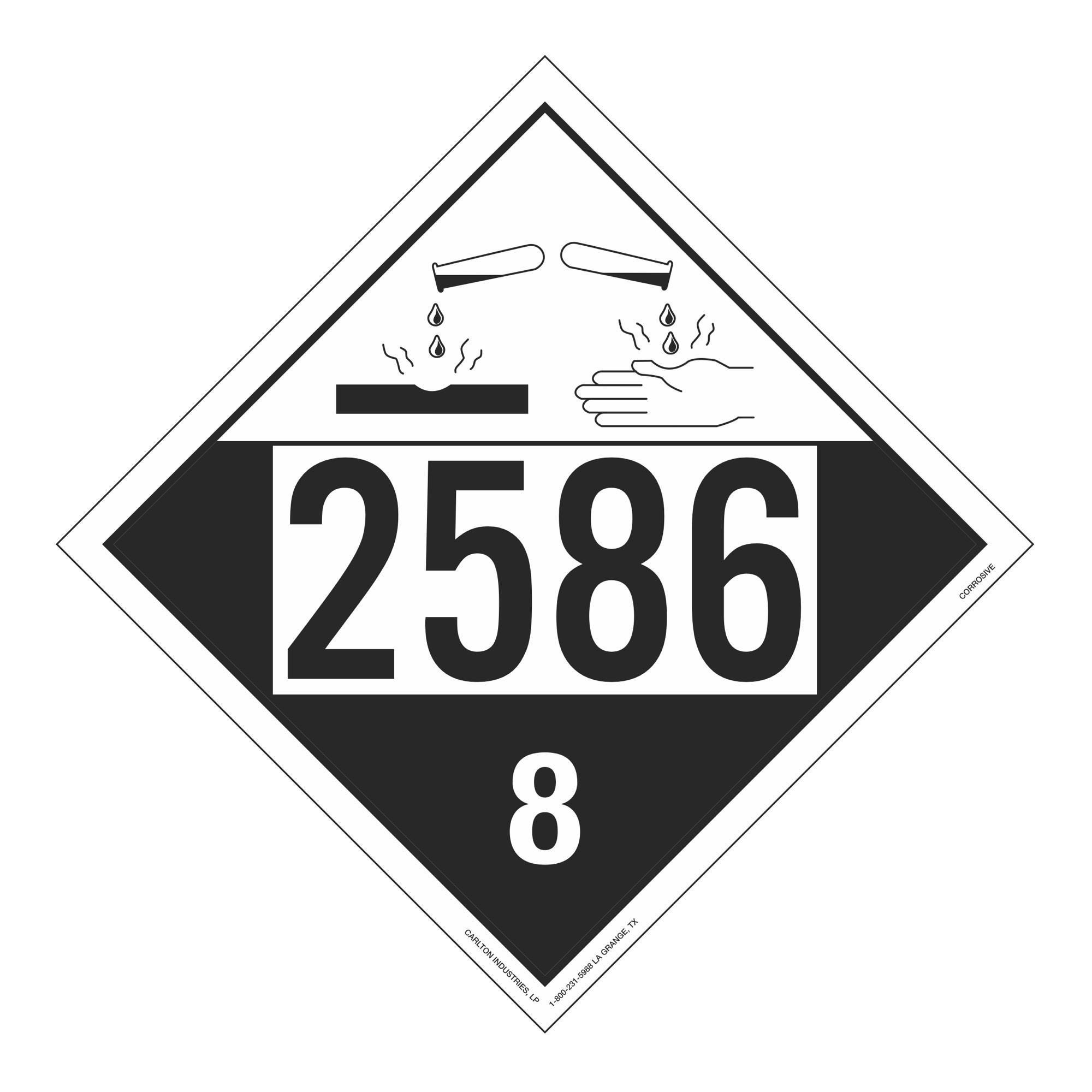 UN#2586 Corrosive Numbered Placard | Carlton Industries