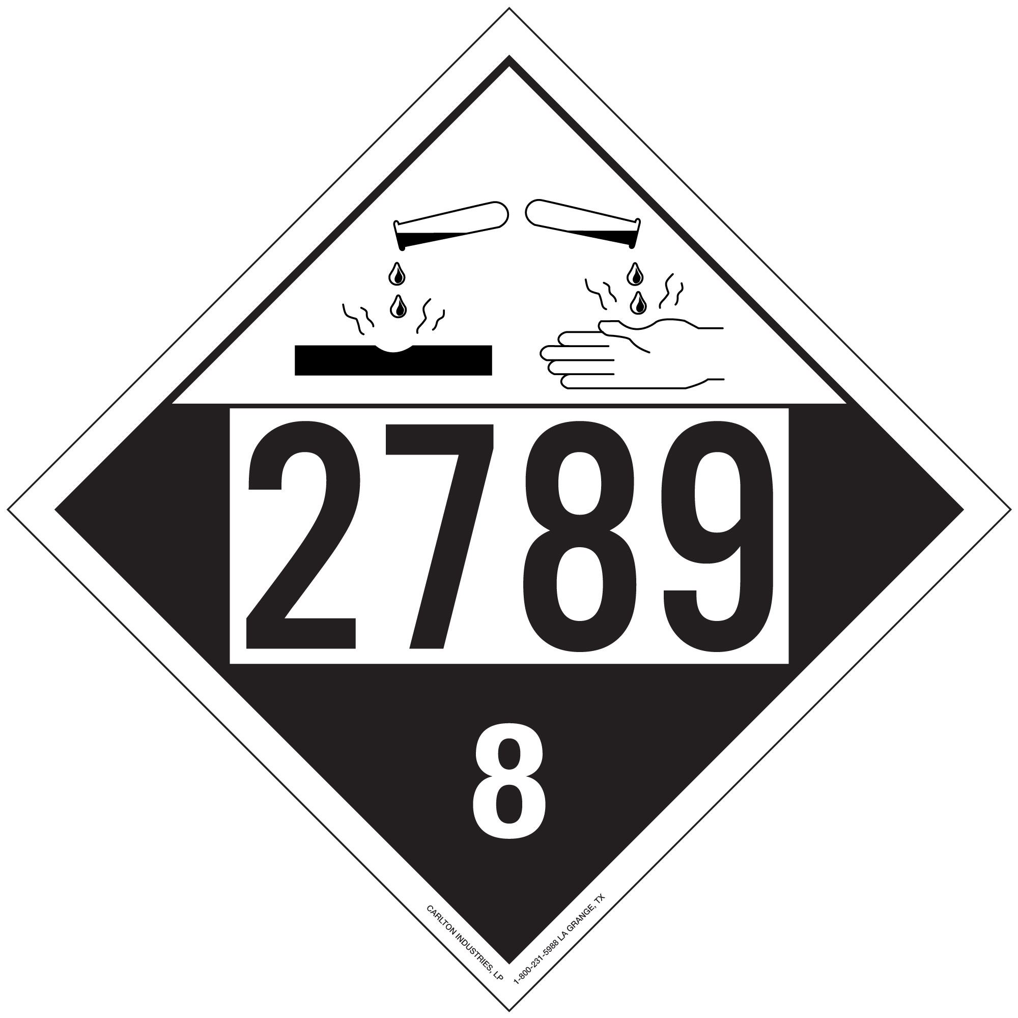 UN#2789 Corrosive Numbered Placard | Carlton Industries
