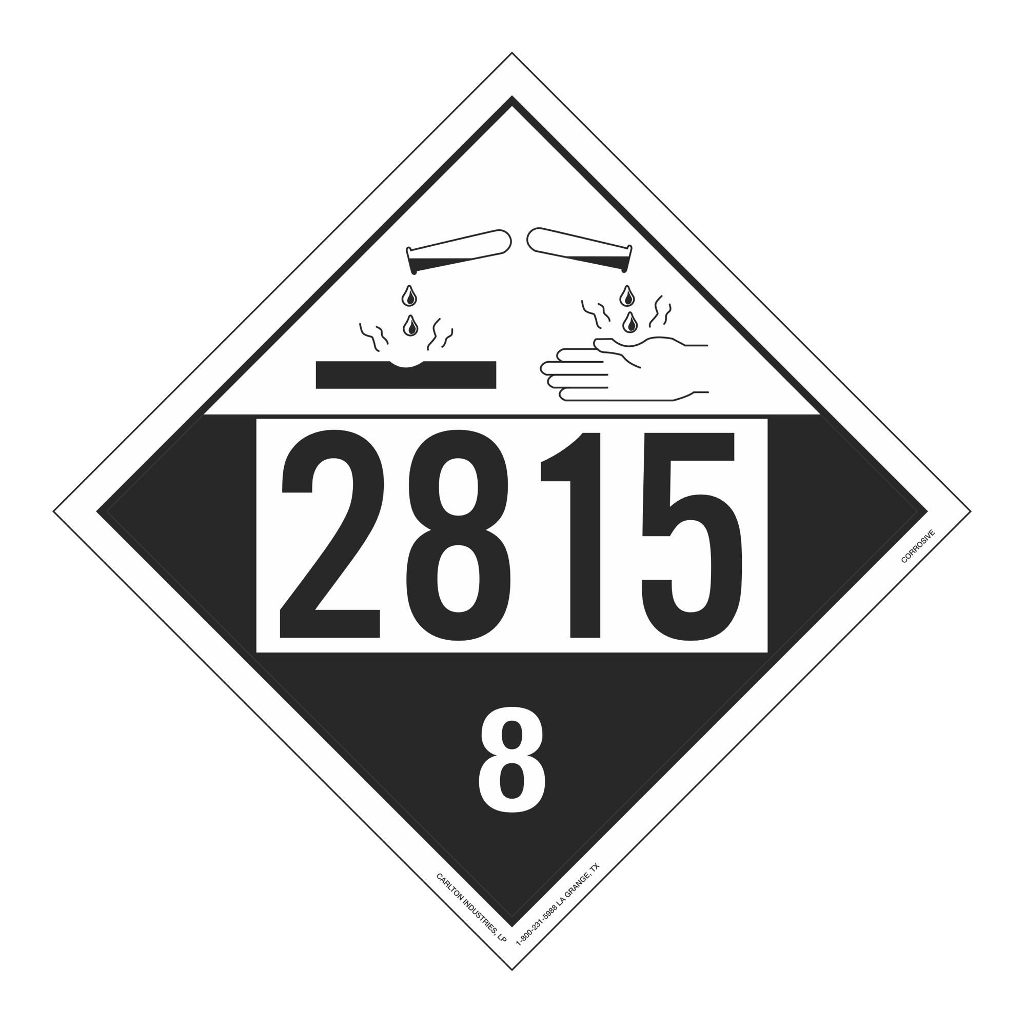UN#2815 Corrosive Numbered Placard | Carlton Industries