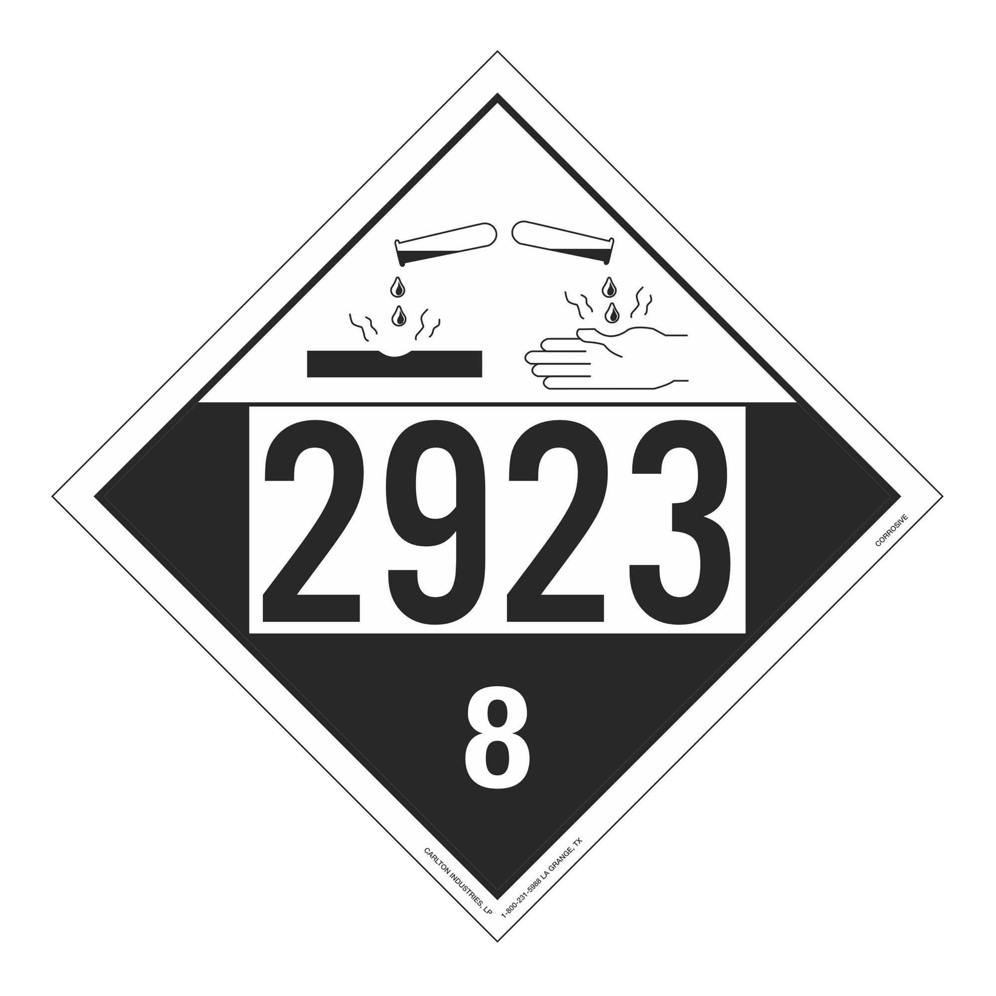 UN#2923 Corrosive Numbered Placard | Carlton Industries